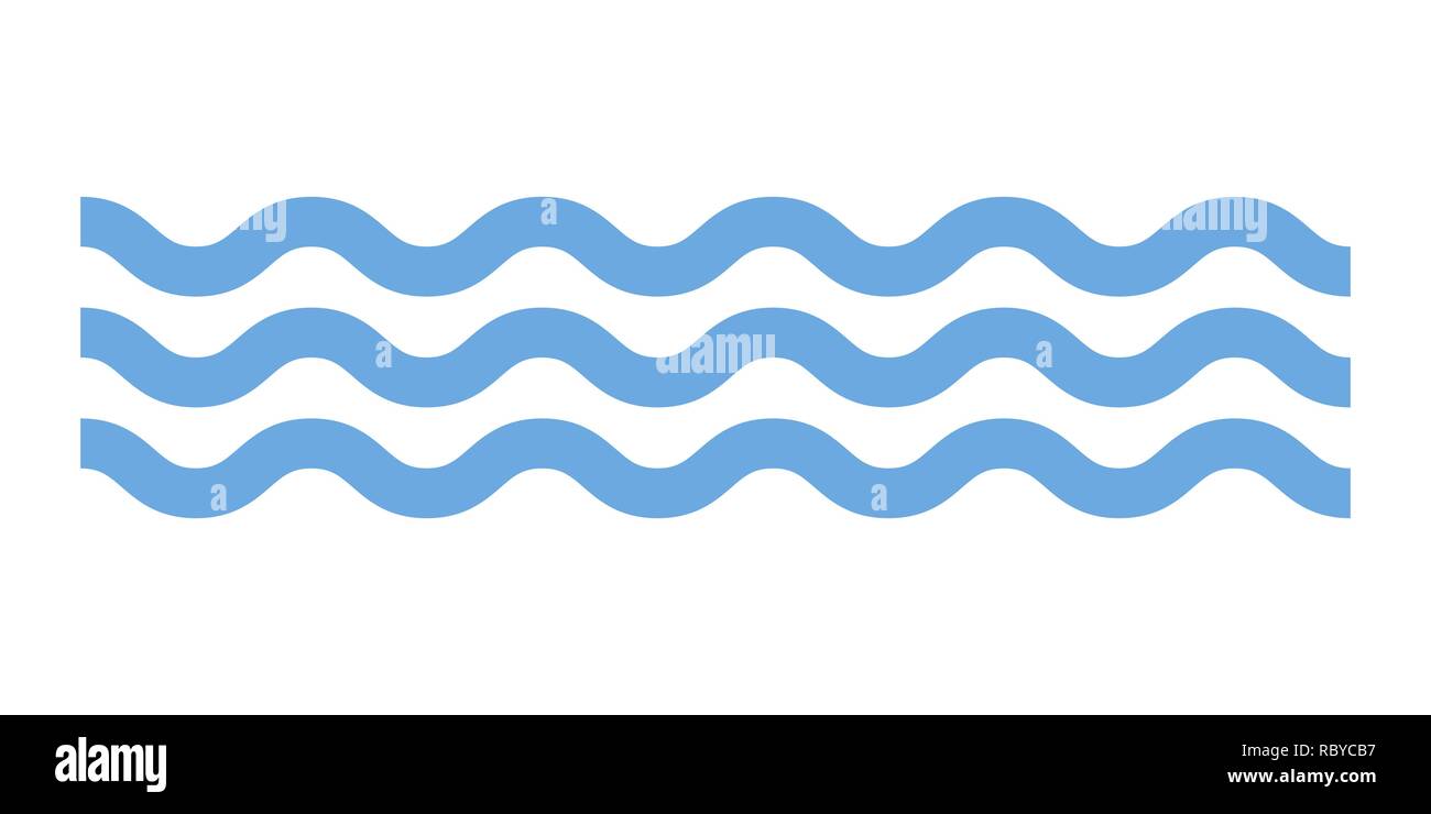 Waves icon isolated. Vector illustration. Blue waves sign in flat ...