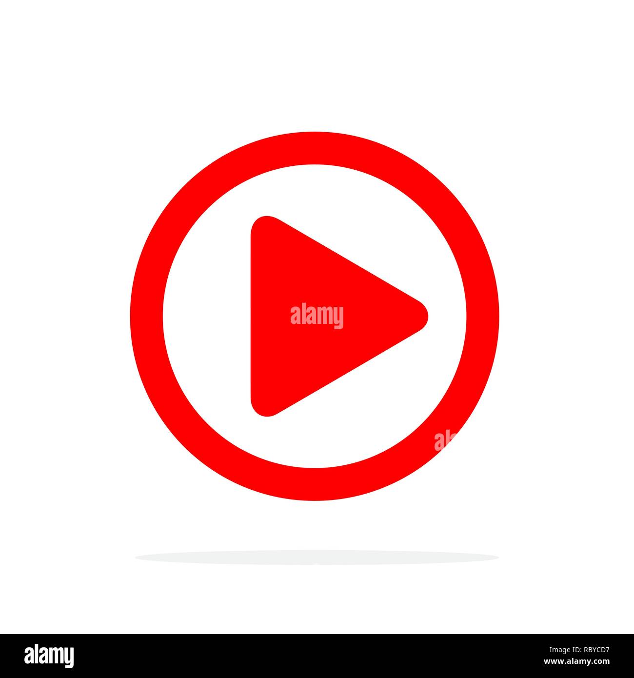 Red Play icon in flat style. Vector illustration. Play button icon ...
