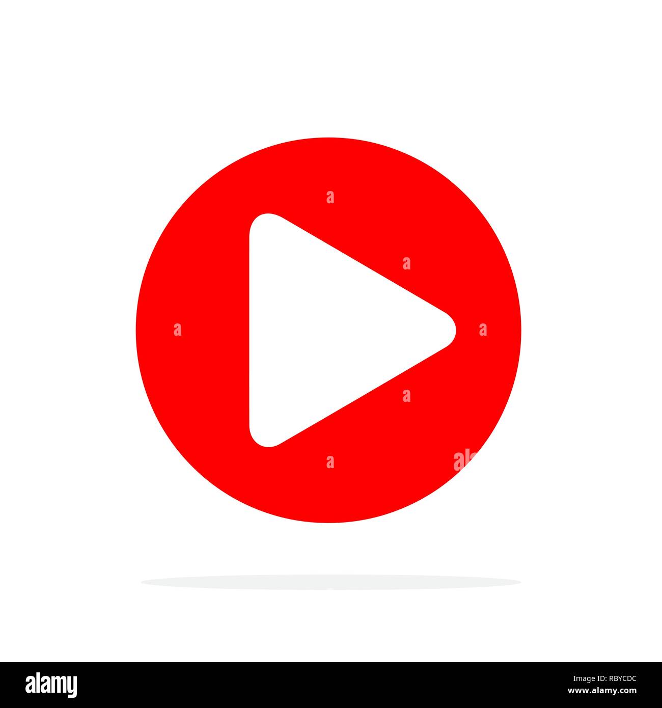 Red Play icon in flat style. Vector illustration. Play button icon ...