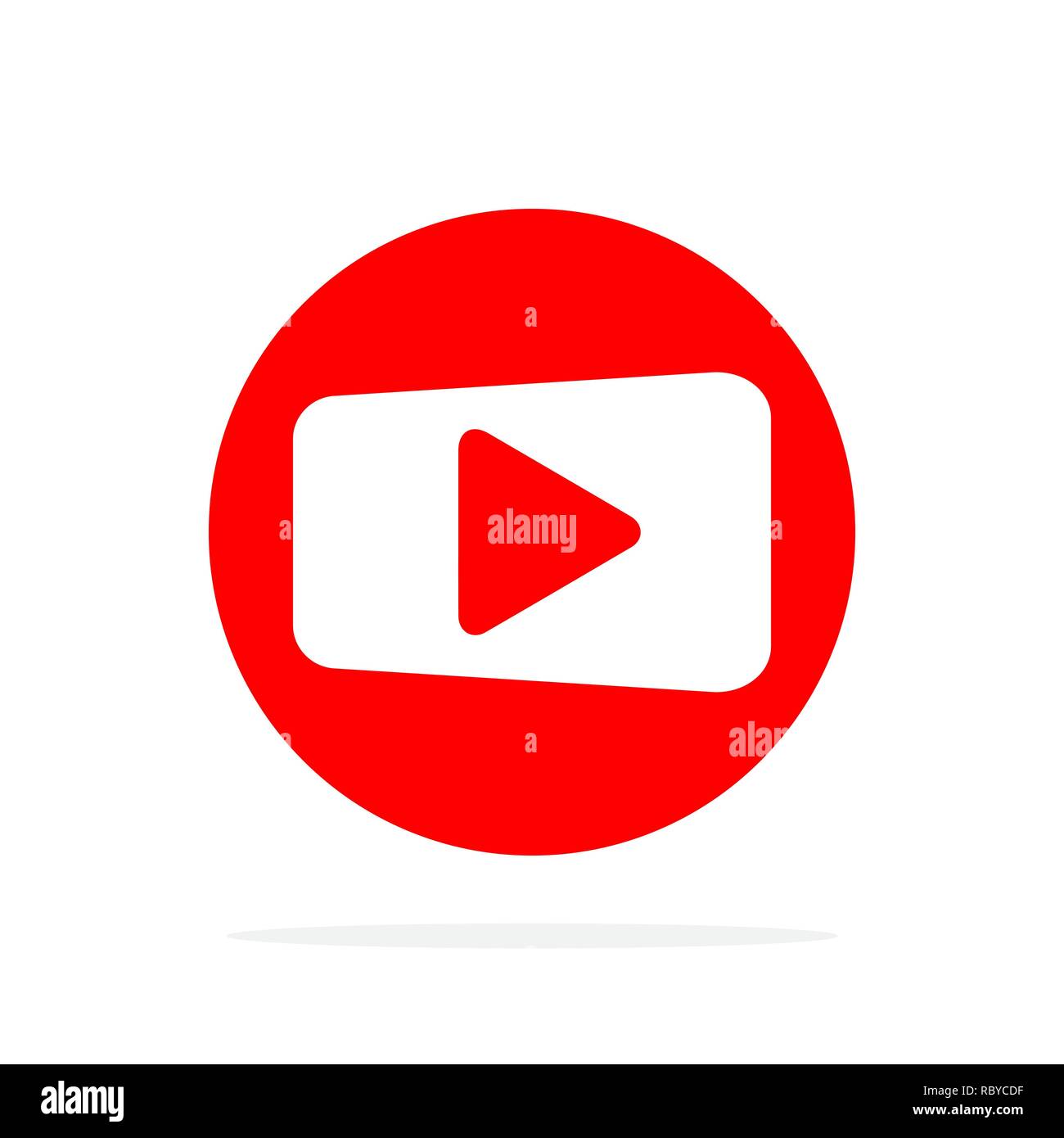 Red Play icon in flat style. Vector illustration. Play button icon ...