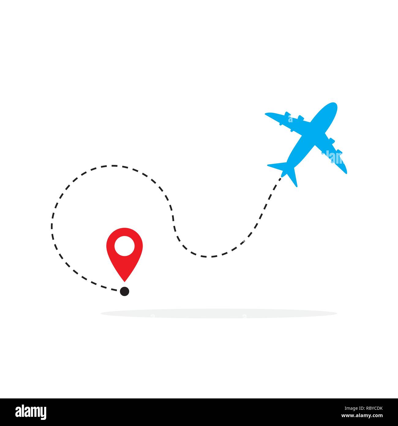 Plane and its track, route or way. Vector illustration. Travel concept ...