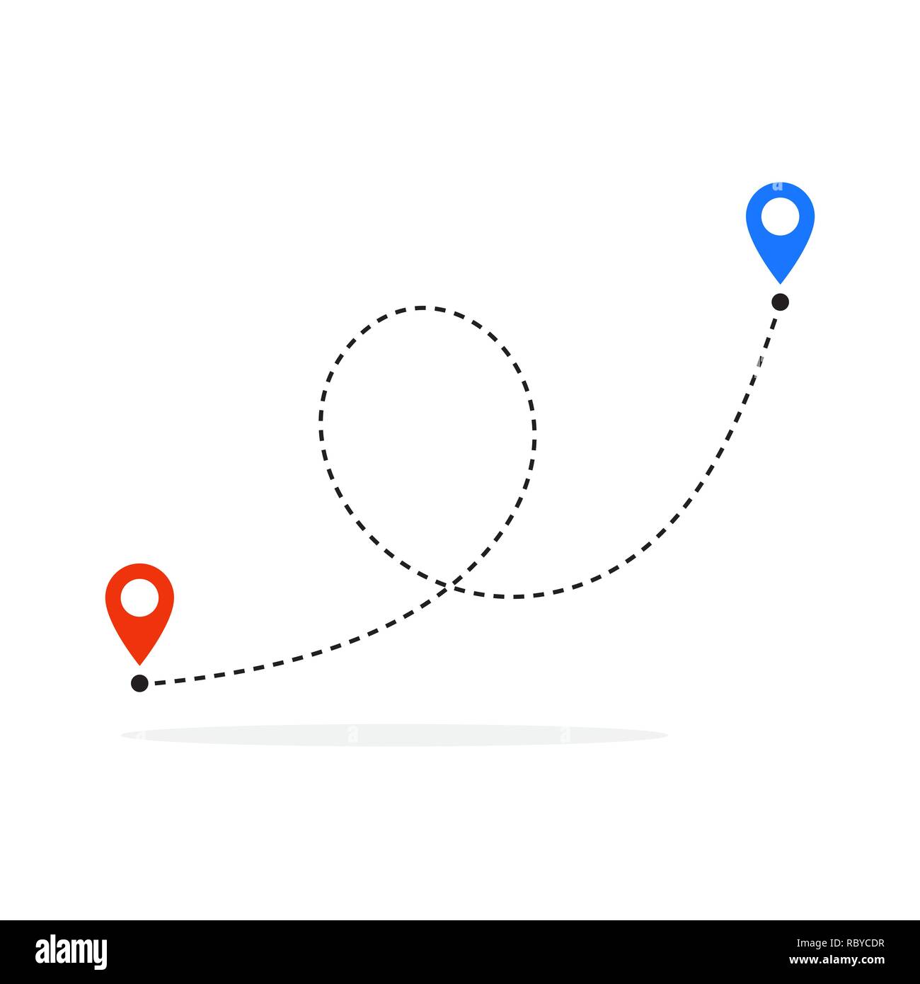 Path icon in flat style. Vector illustration. Route, way or track ...