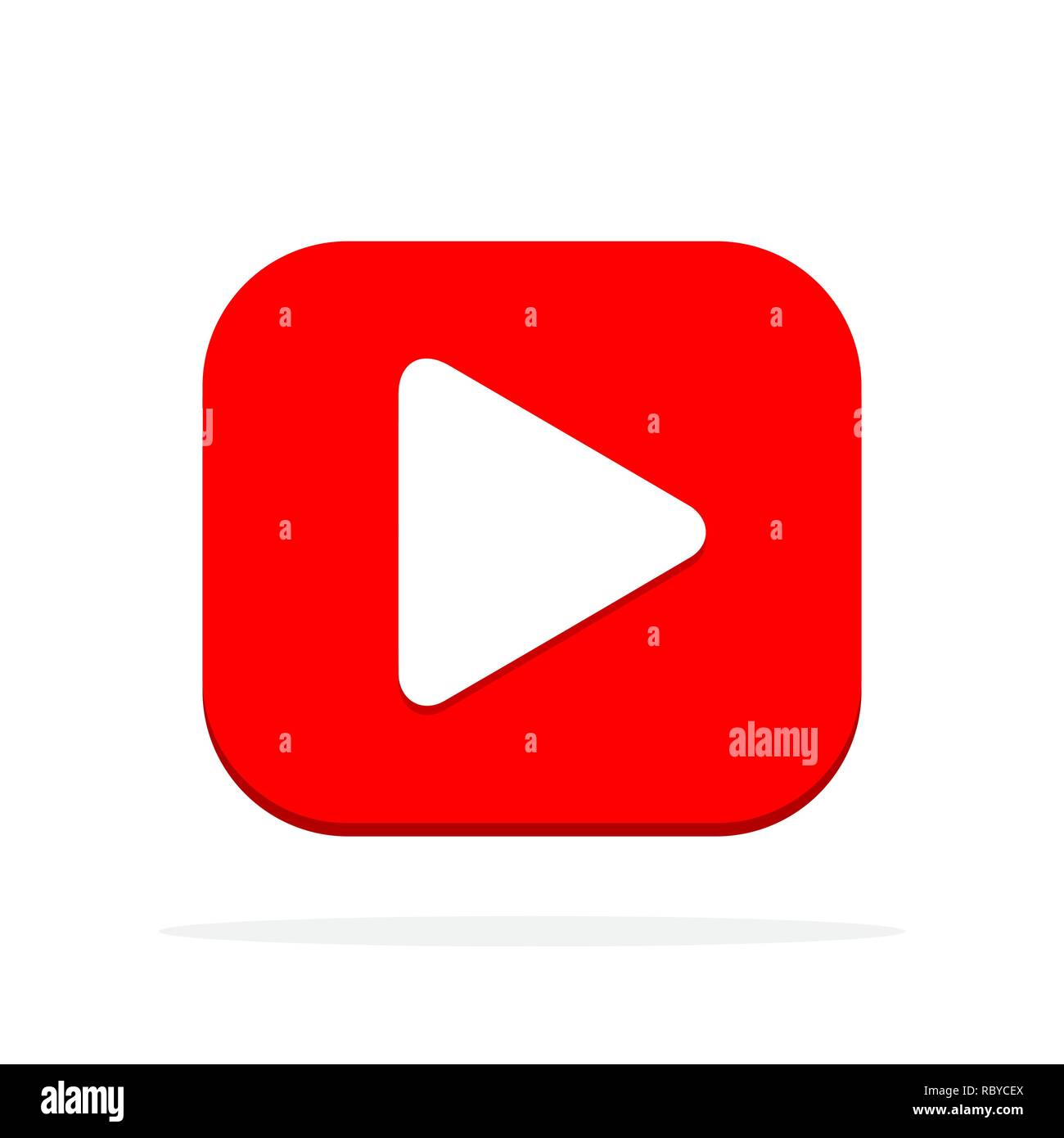 Red Play icon in flat style. Vector illustration. Play button icon ...