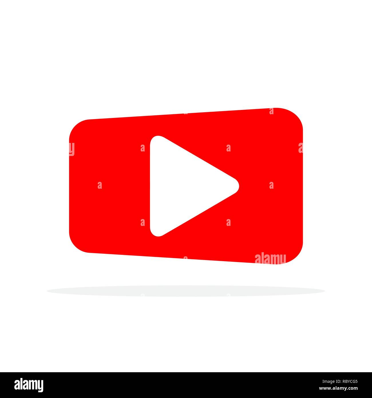 Red Play icon in flat style. Vector illustration. Play button icon ...
