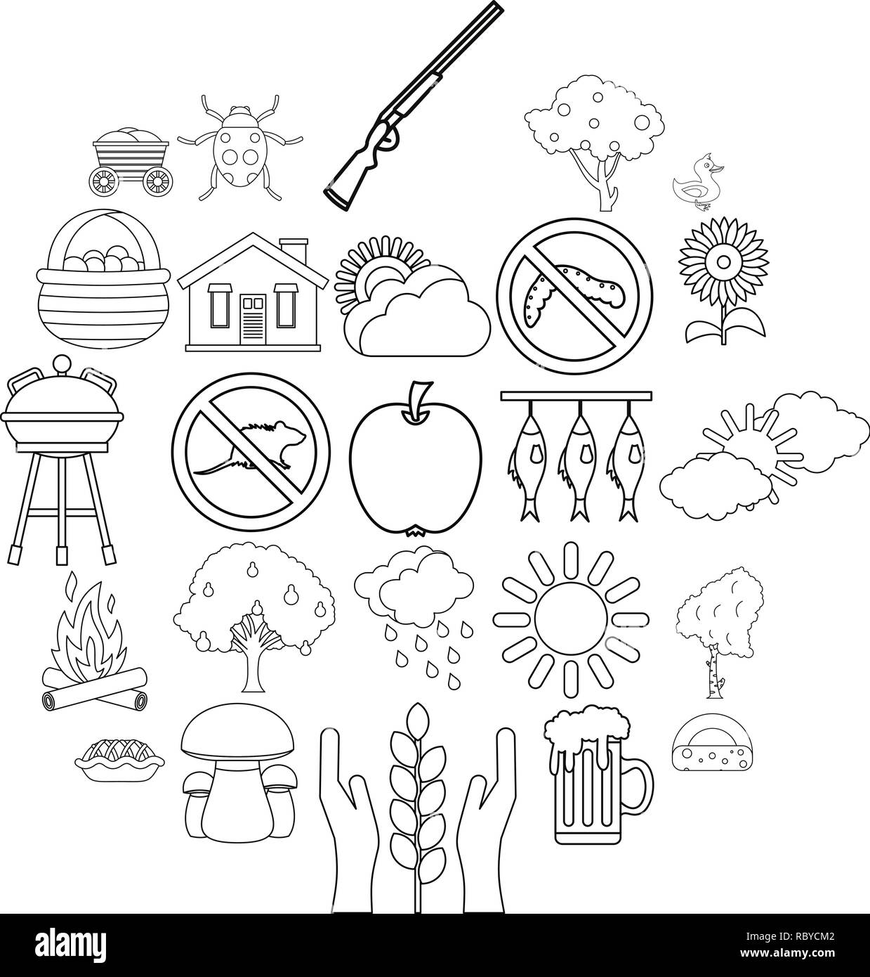 Countryside icons set, outline style Stock Vector Image & Art - Alamy