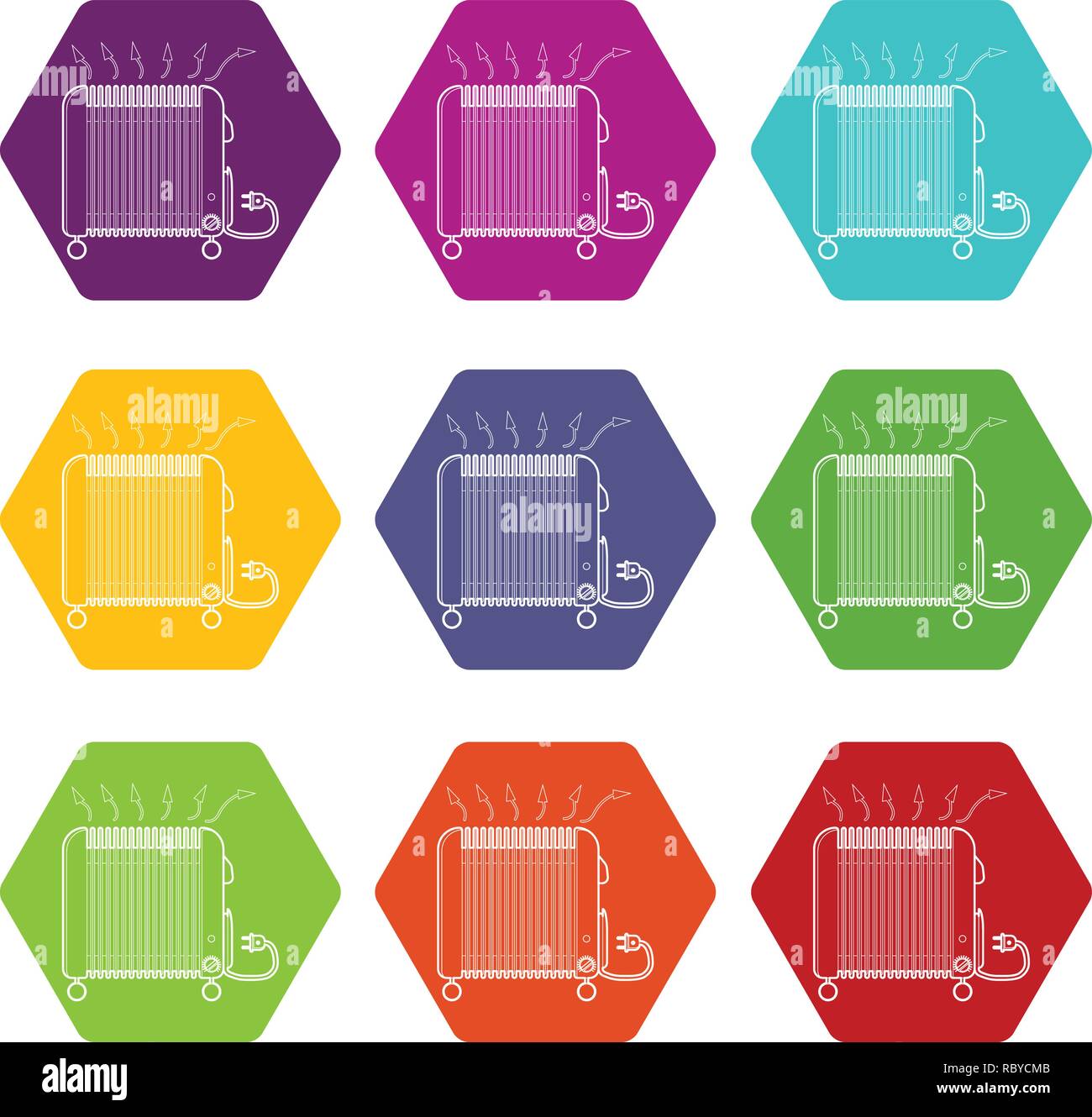 Heater icons set 9 vector Stock Vector Image & Art - Alamy