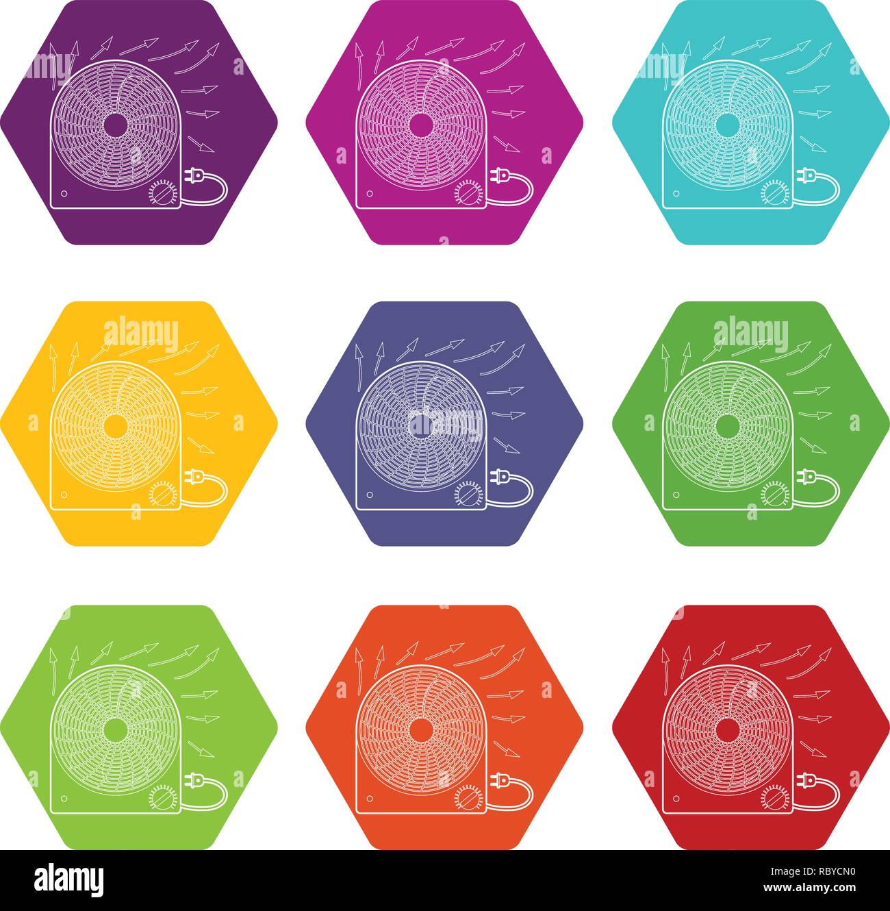 Fan heater icons set 9 vector Stock Vector Image & Art - Alamy