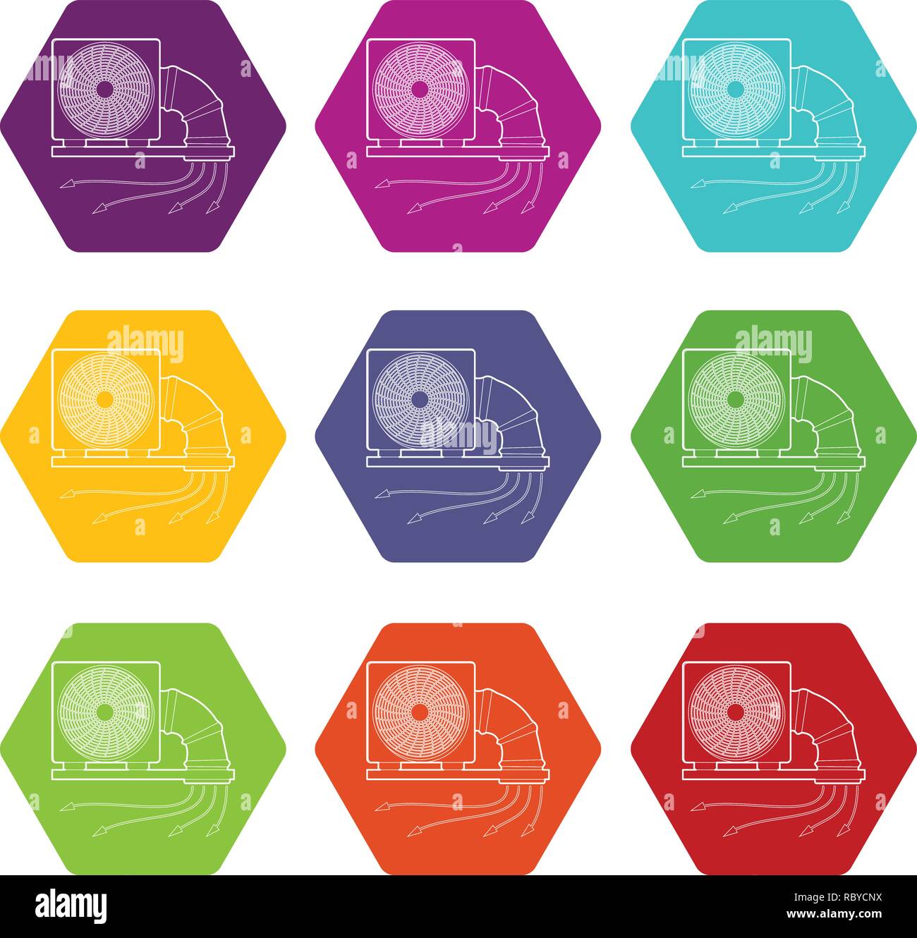 System fan and pipe icons set 9 vector Stock Vector Image & Art - Alamy