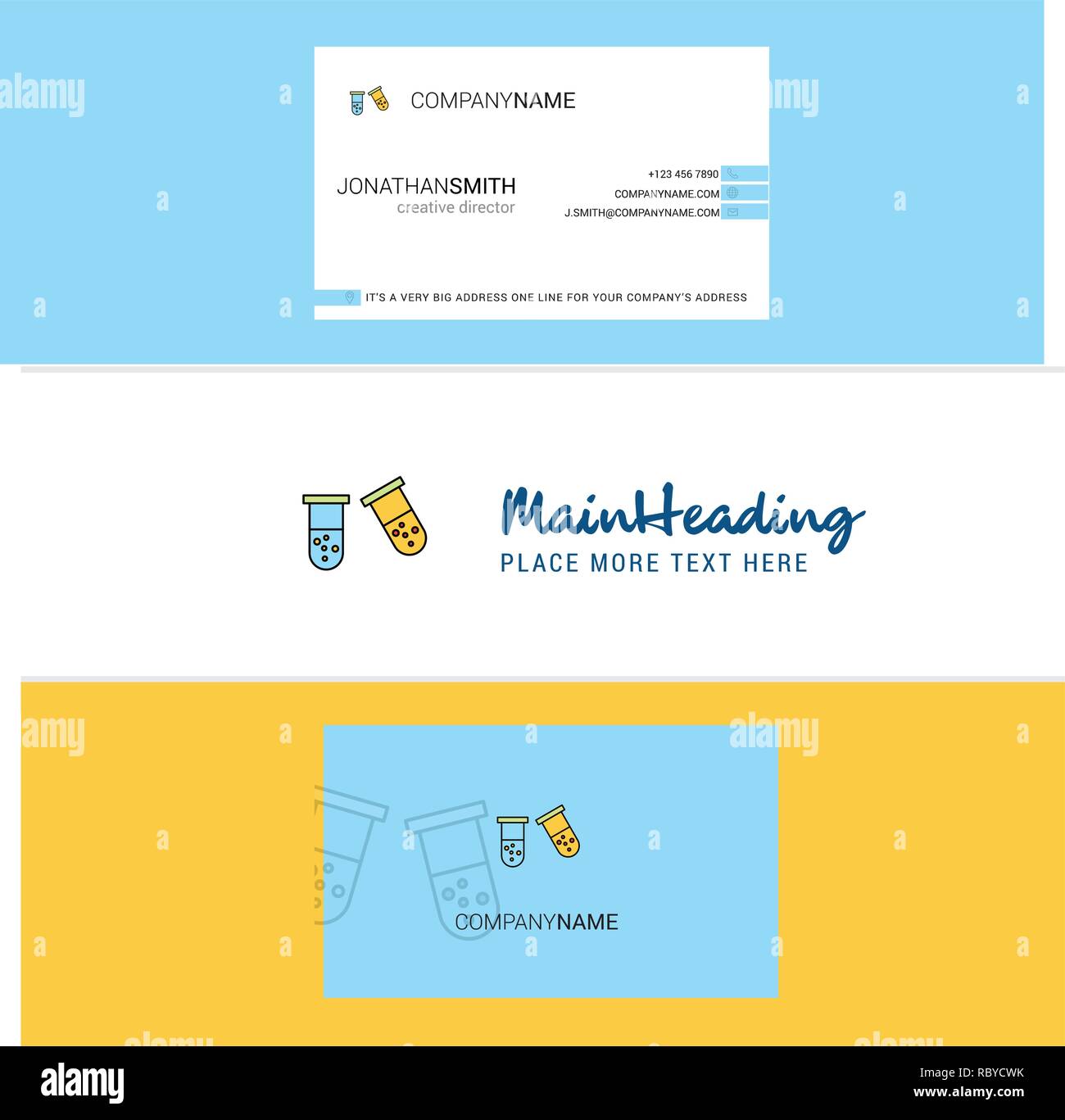 Beautiful Test tube Logo and business card. vertical Design Vector ...