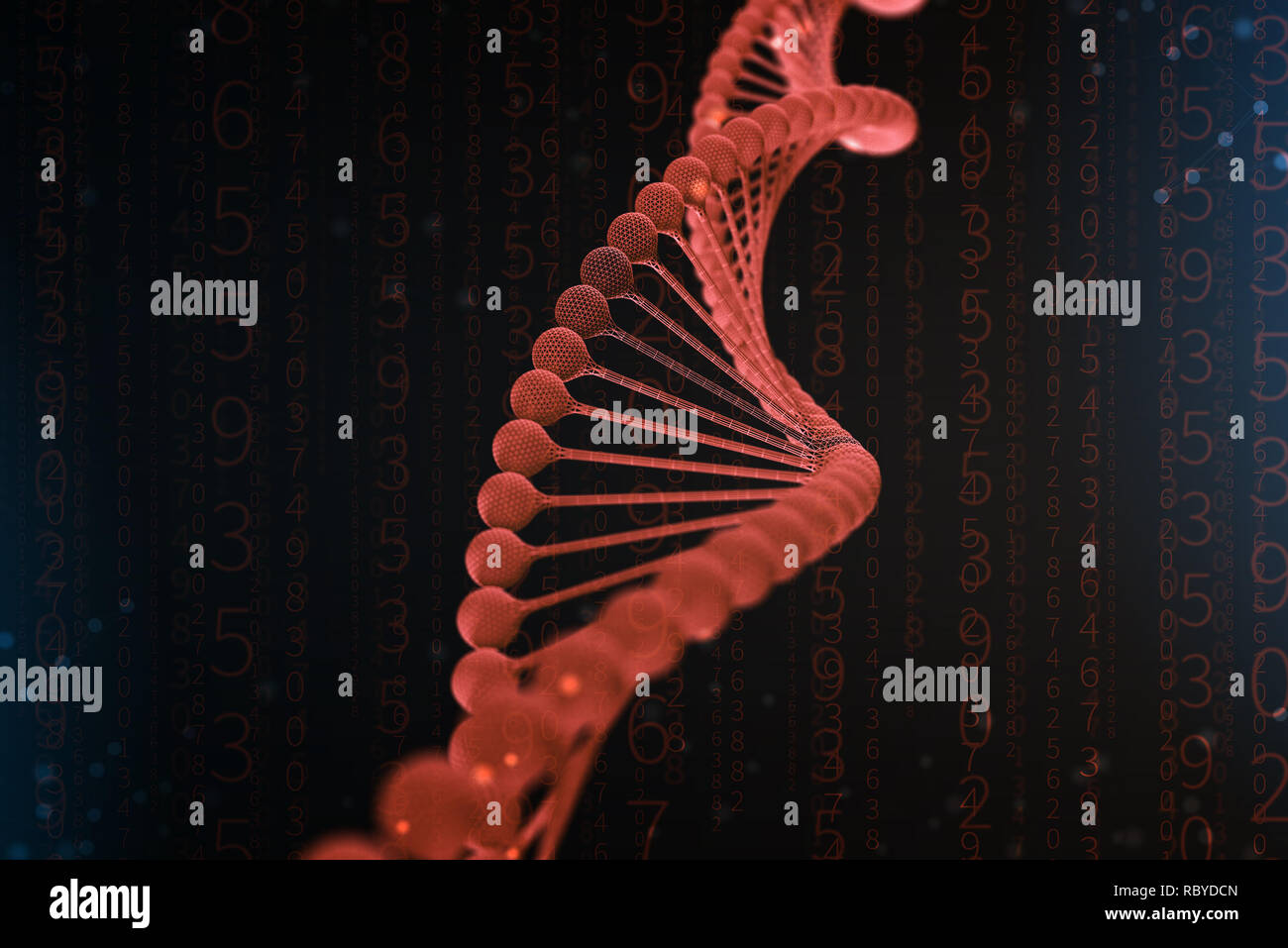 3d Illustration of DNA molecule. The helical red molecule of a ...