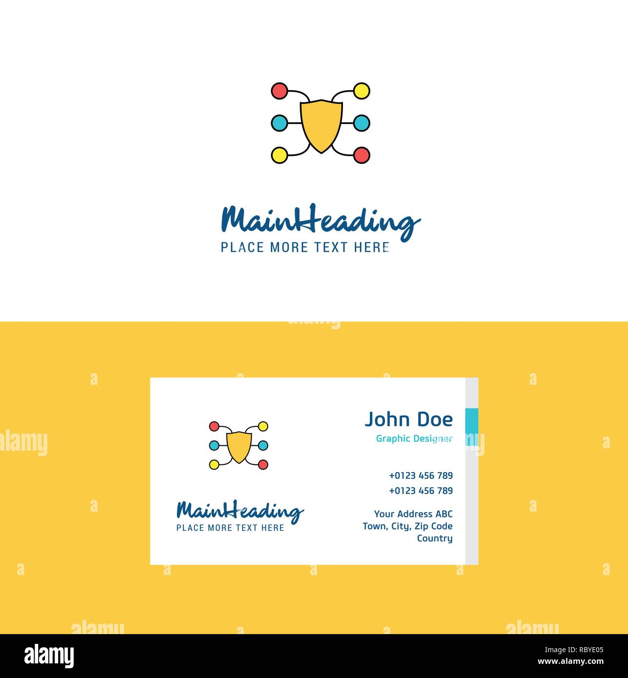 Flat protected network Logo and Visiting Card Template. Busienss ... Flat protected network Logo and Visiting Card Template. Busienss ...