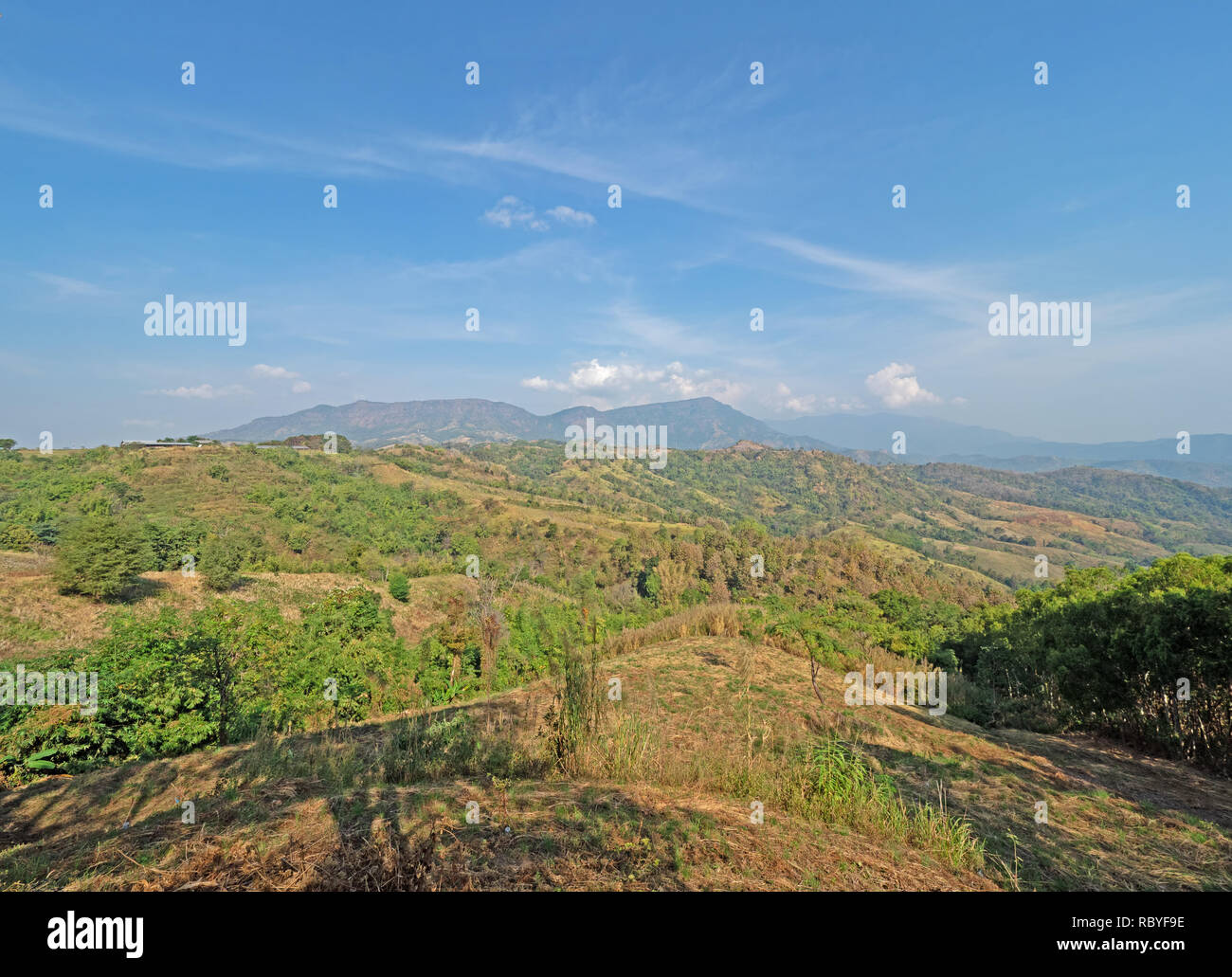 Landscape View of Beautiful Highland with Mountain Background Stock ...