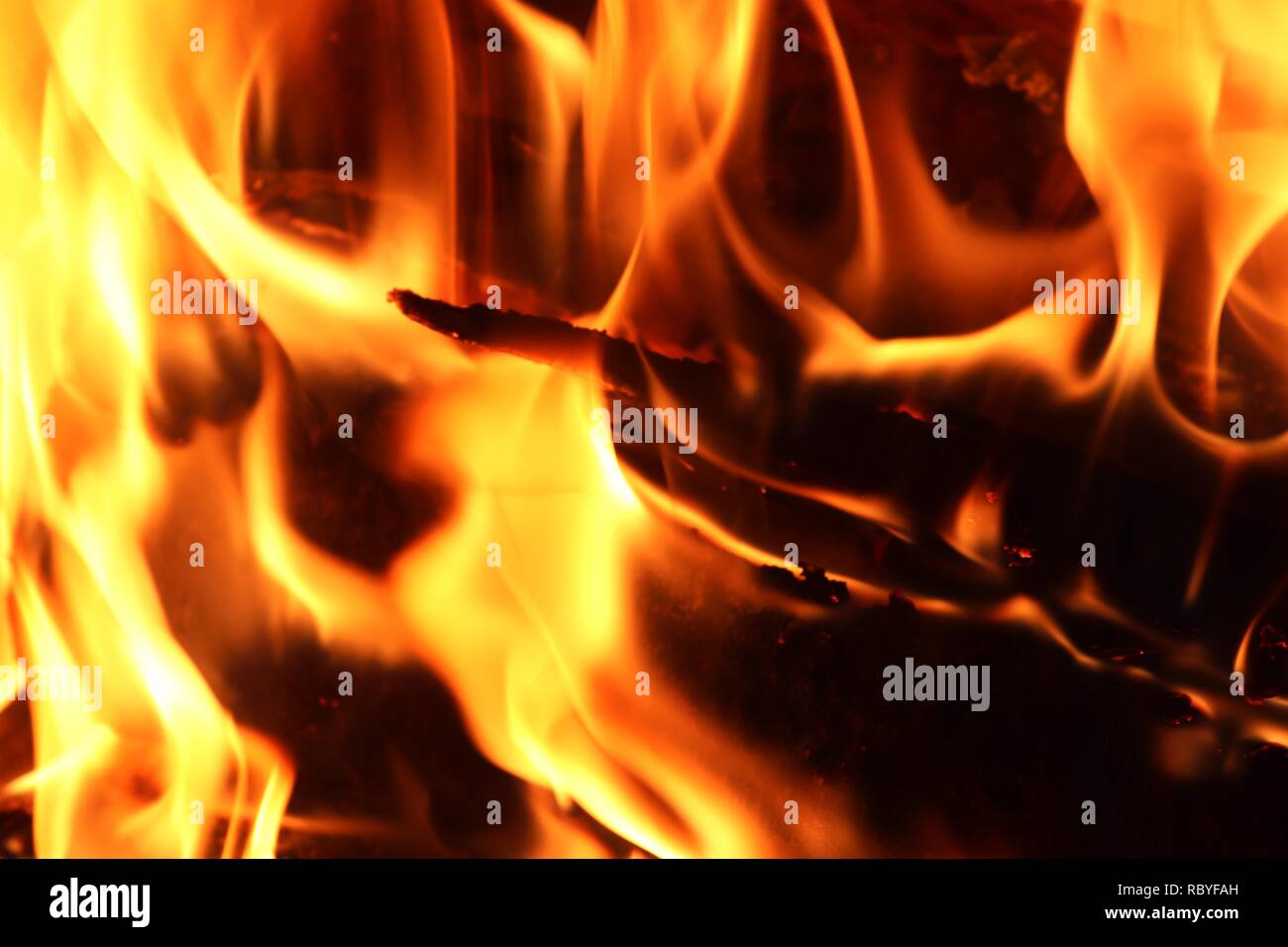 Beautiful hot fire burning in a fireplace Stock Photo - Alamy