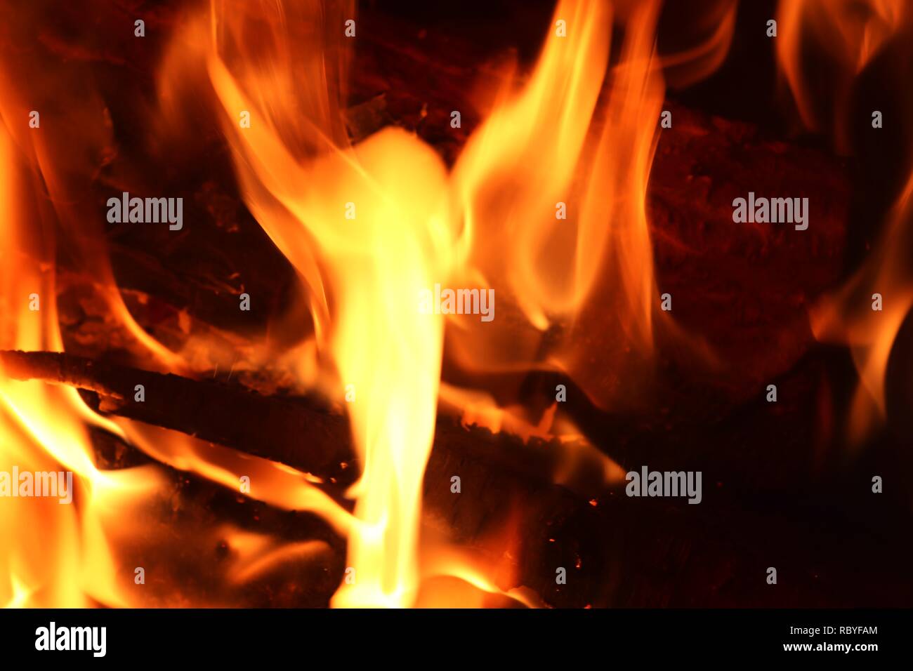 Beautiful hot fire burning in a fireplace Stock Photo - Alamy