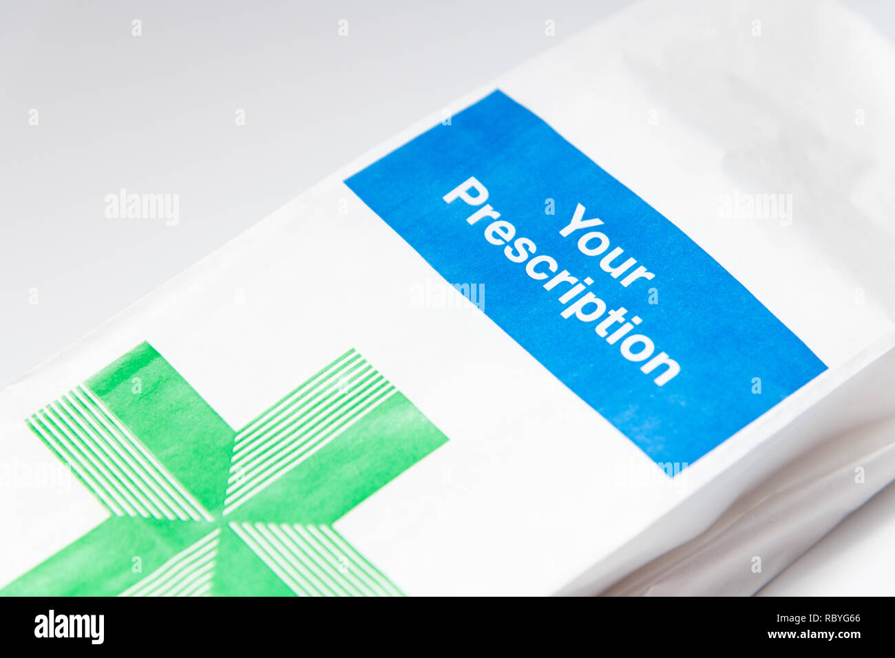 Medical supplies prescription paper bag Stock Photo - Alamy