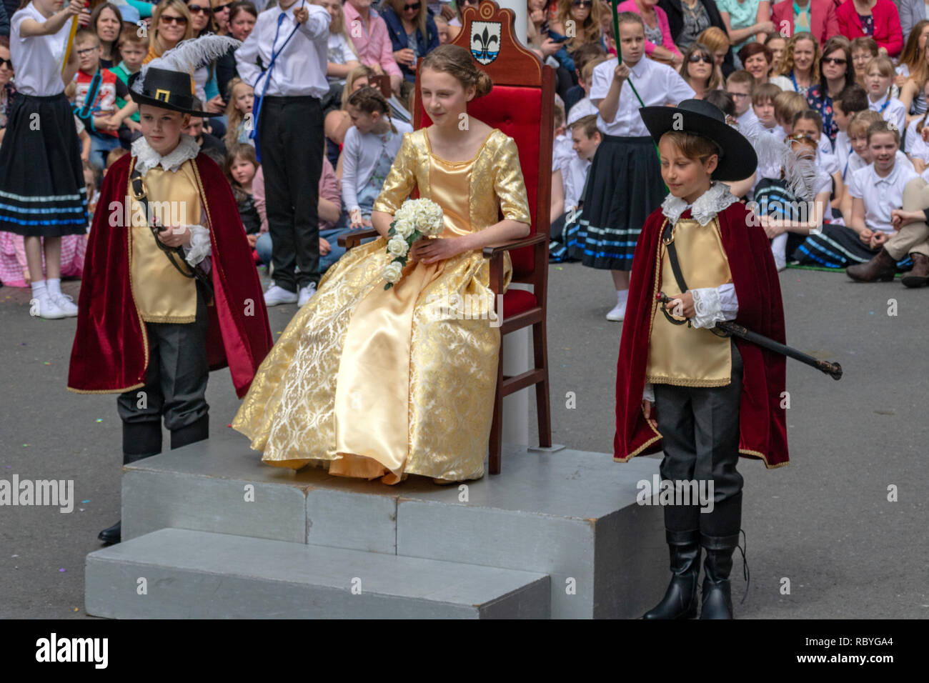 Close up Detail of the Crowning of the May Queen at the Annual Mayfair ...