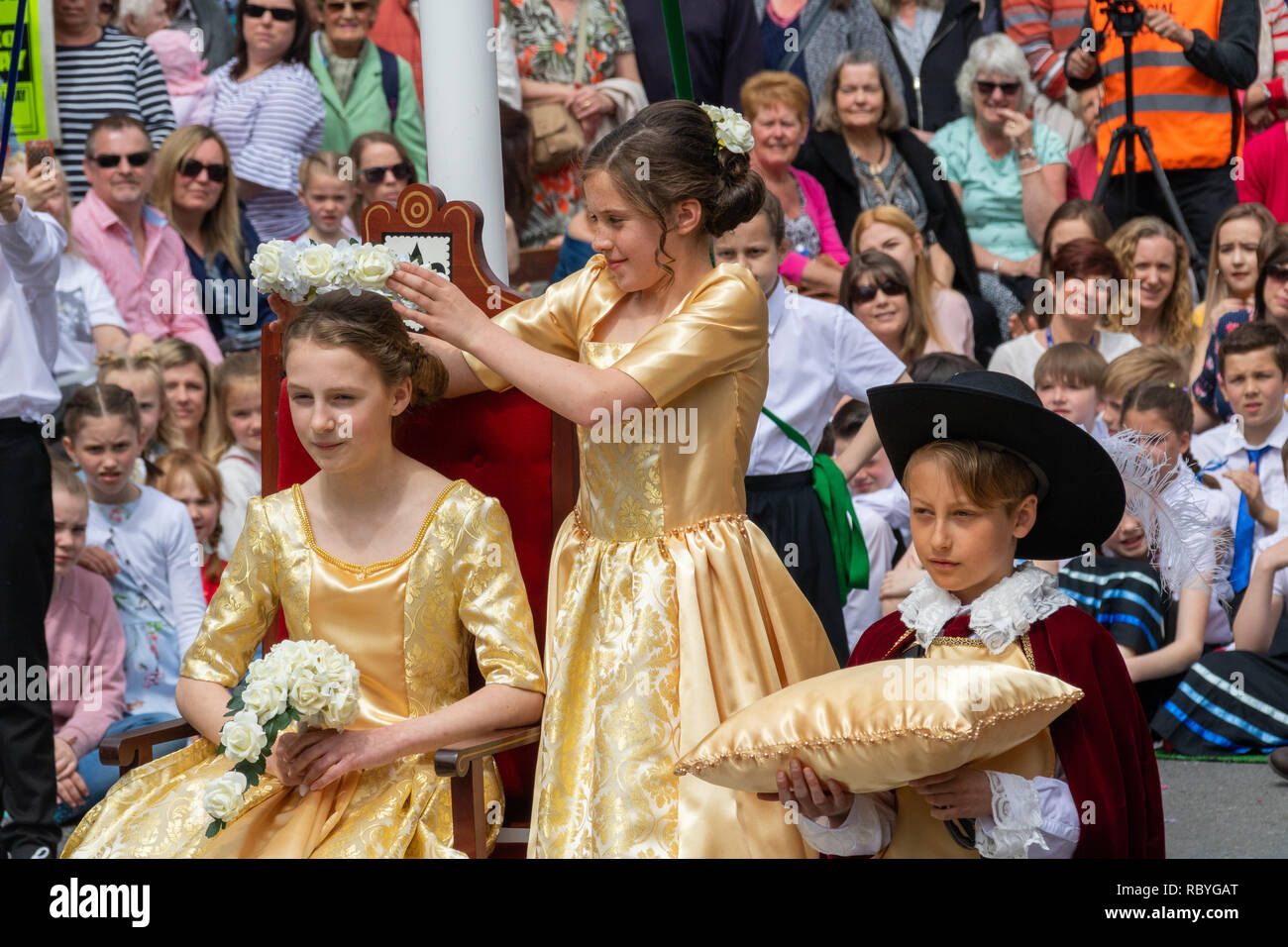Close up Detail of the Crowning of the May Queen at the Annual Mayfair ...