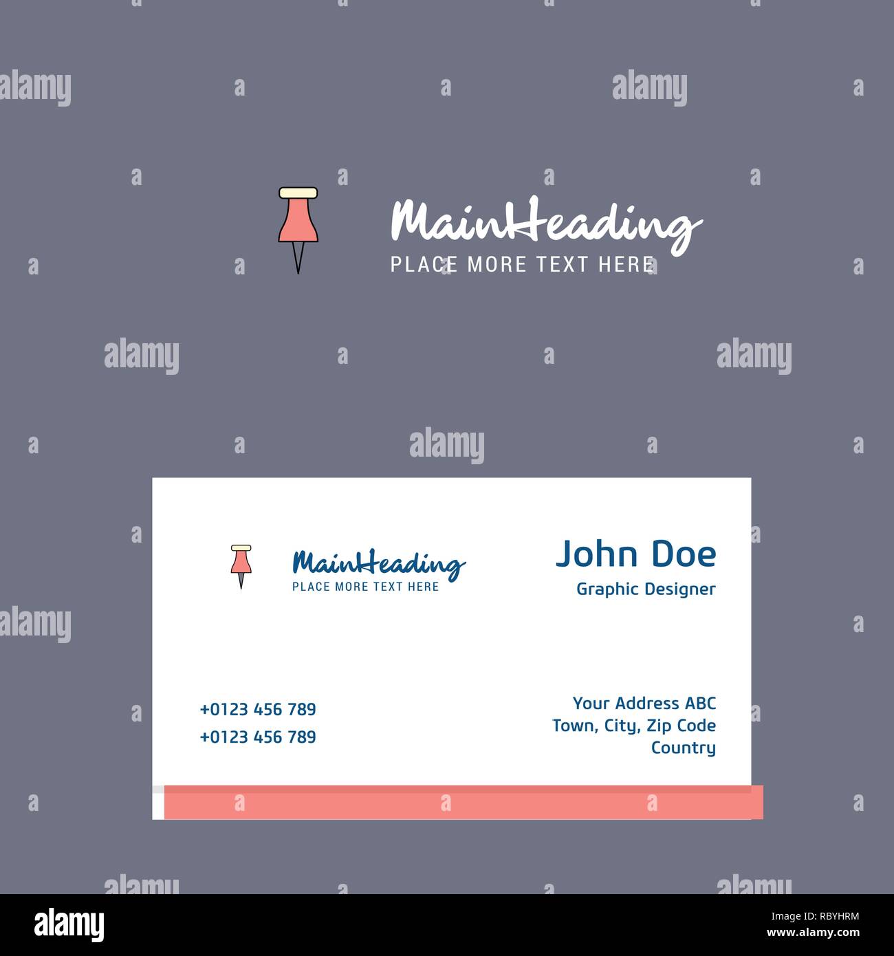 Paper pin logo Design with business card template. Elegant corporate ...