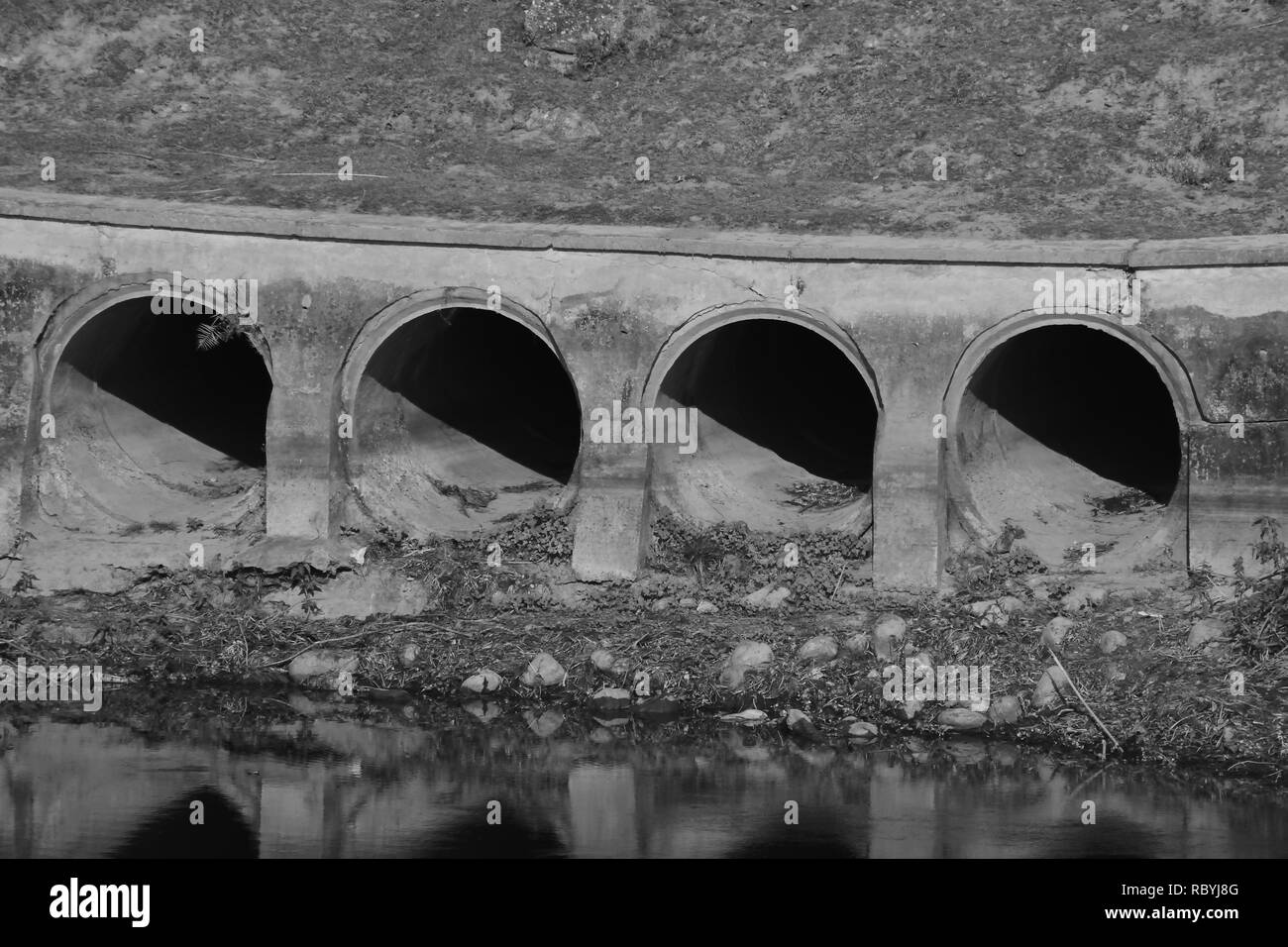 Round culvert Black and White Stock Photos & Images - Alamy