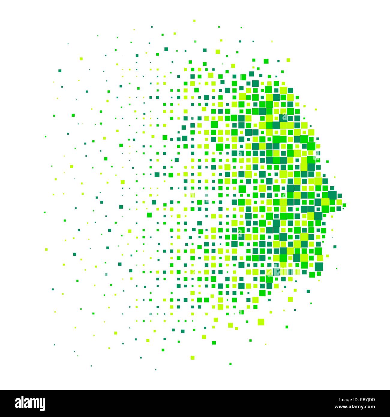Abstract human face in a profile in pixel mosaic Stock Vector Image ...