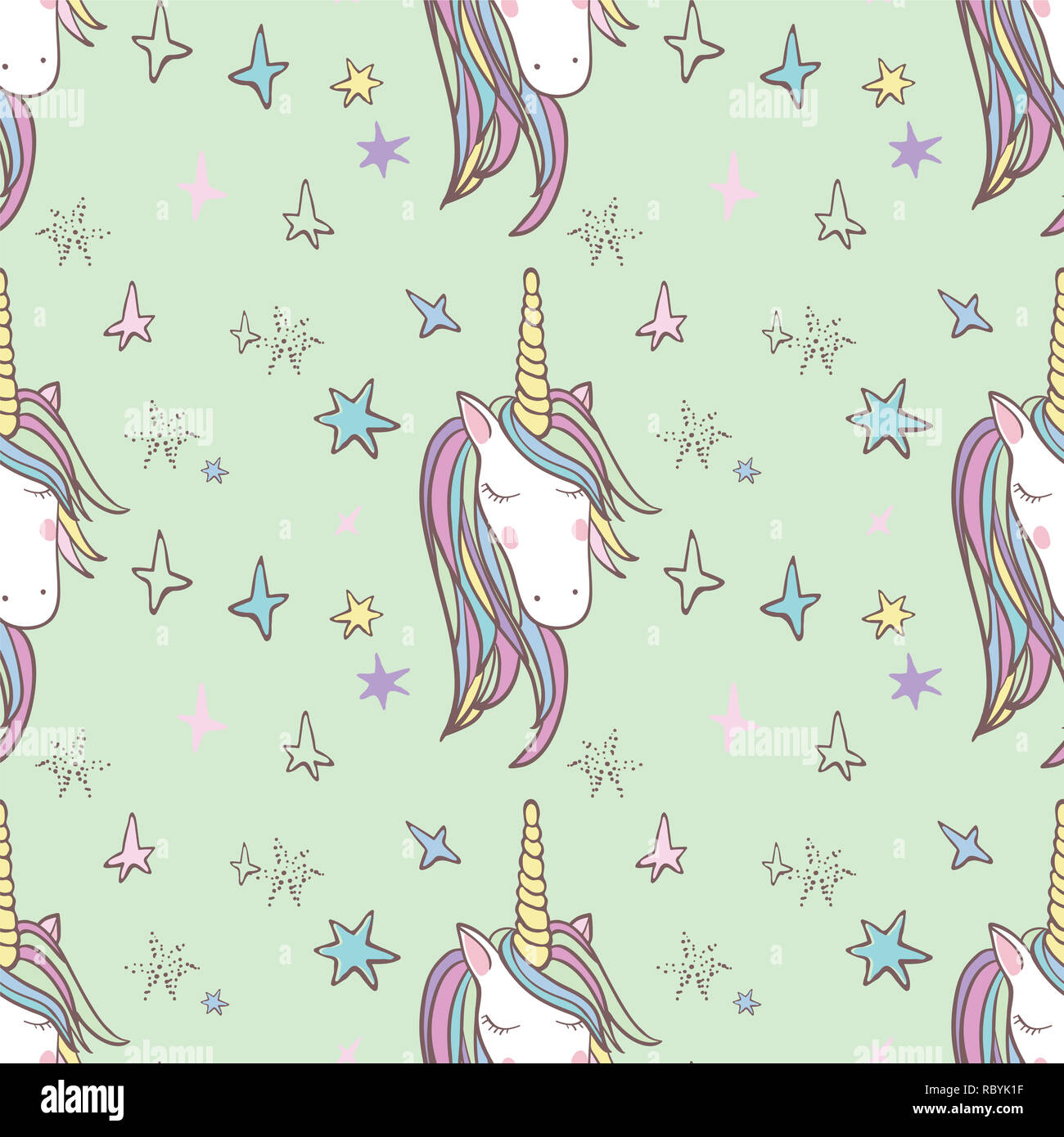 Unicorn Rainbow seamless pattern Stock Photo - Alamy