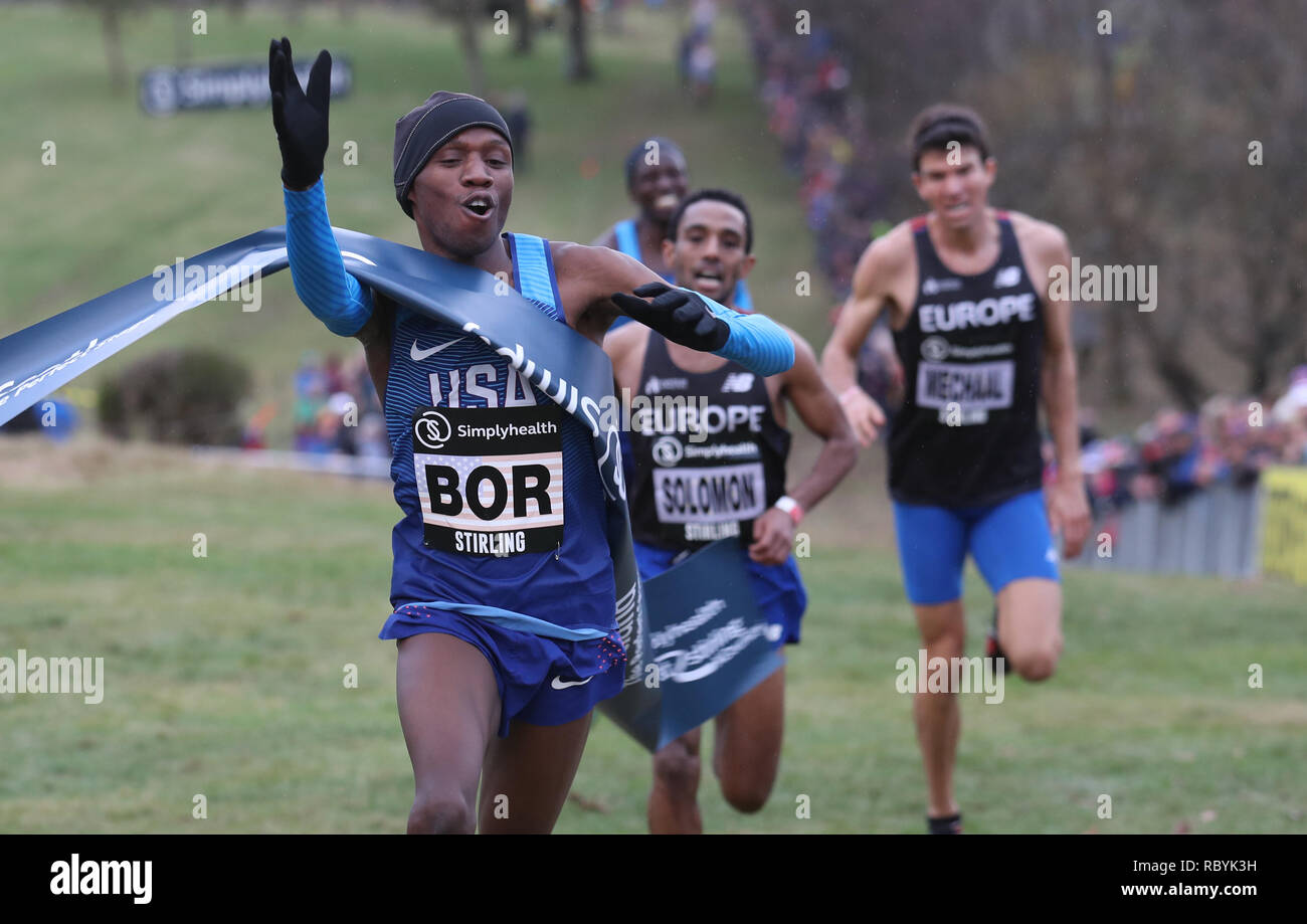 USA's Hillary Bo wins the mens 8km cross country event during the ...