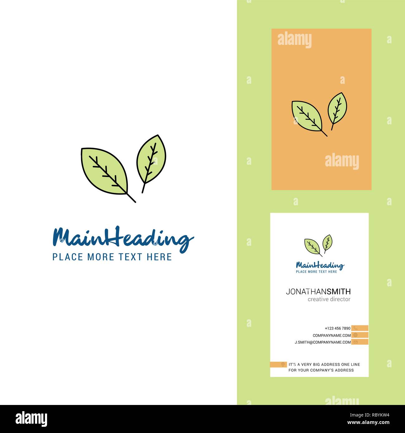 Leafs Creative Logo and business card. vertical Design Vector Stock ...