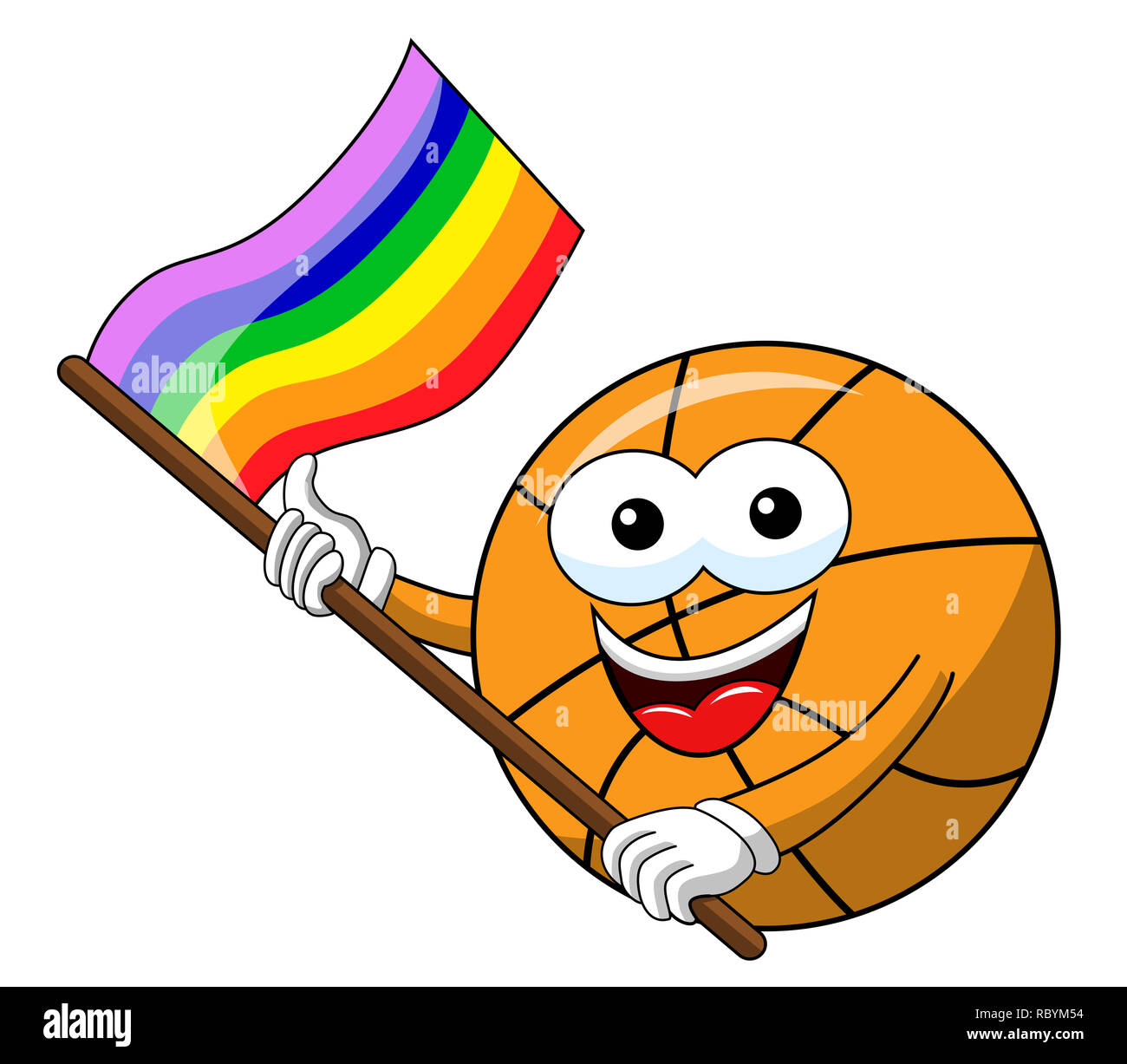 basketball ball cartoon funny character multicolor rainbow peace flag ...
