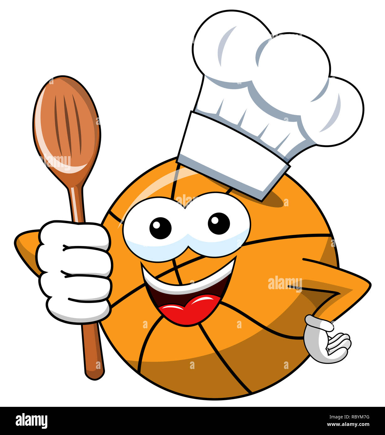 basketball ball cartoon funny character cook isolated on white Stock ...