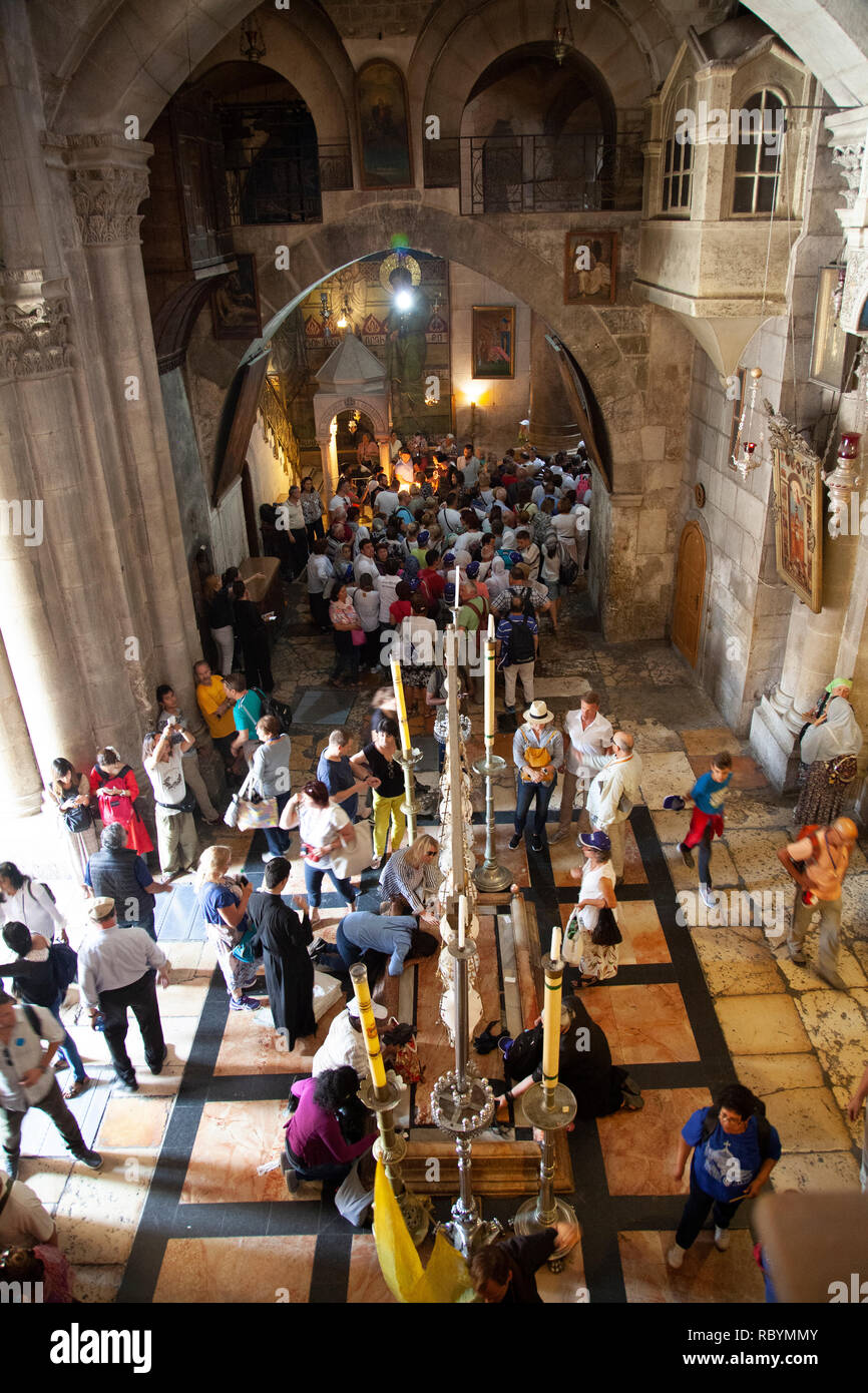 Stone of Anointing in Holy Sepulchre in Jerusalem , Israel Stock Photo ...