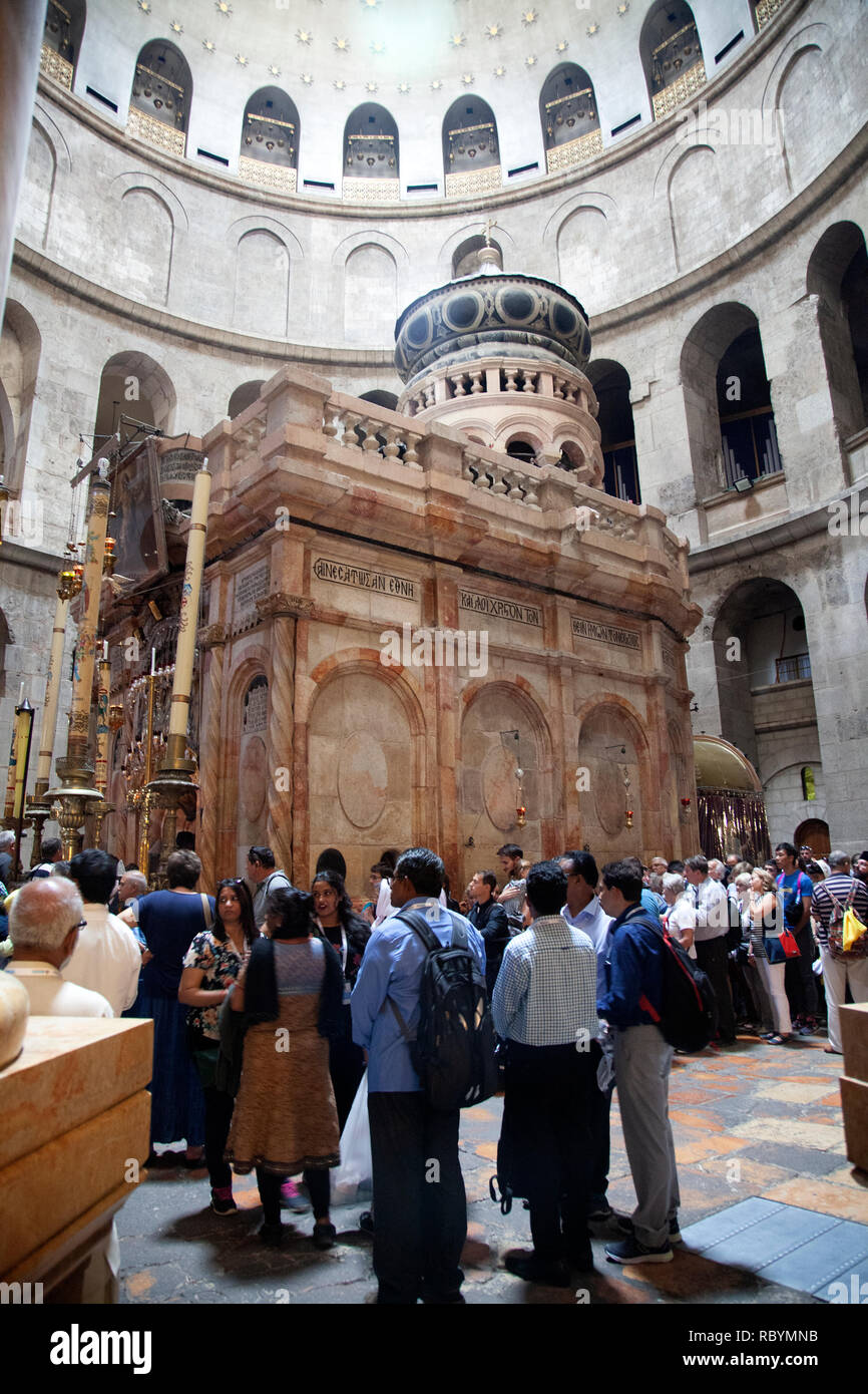 Aedicule Chapel in the Holy Sepulchre in Jerusalem, Israel Stock Photo ...