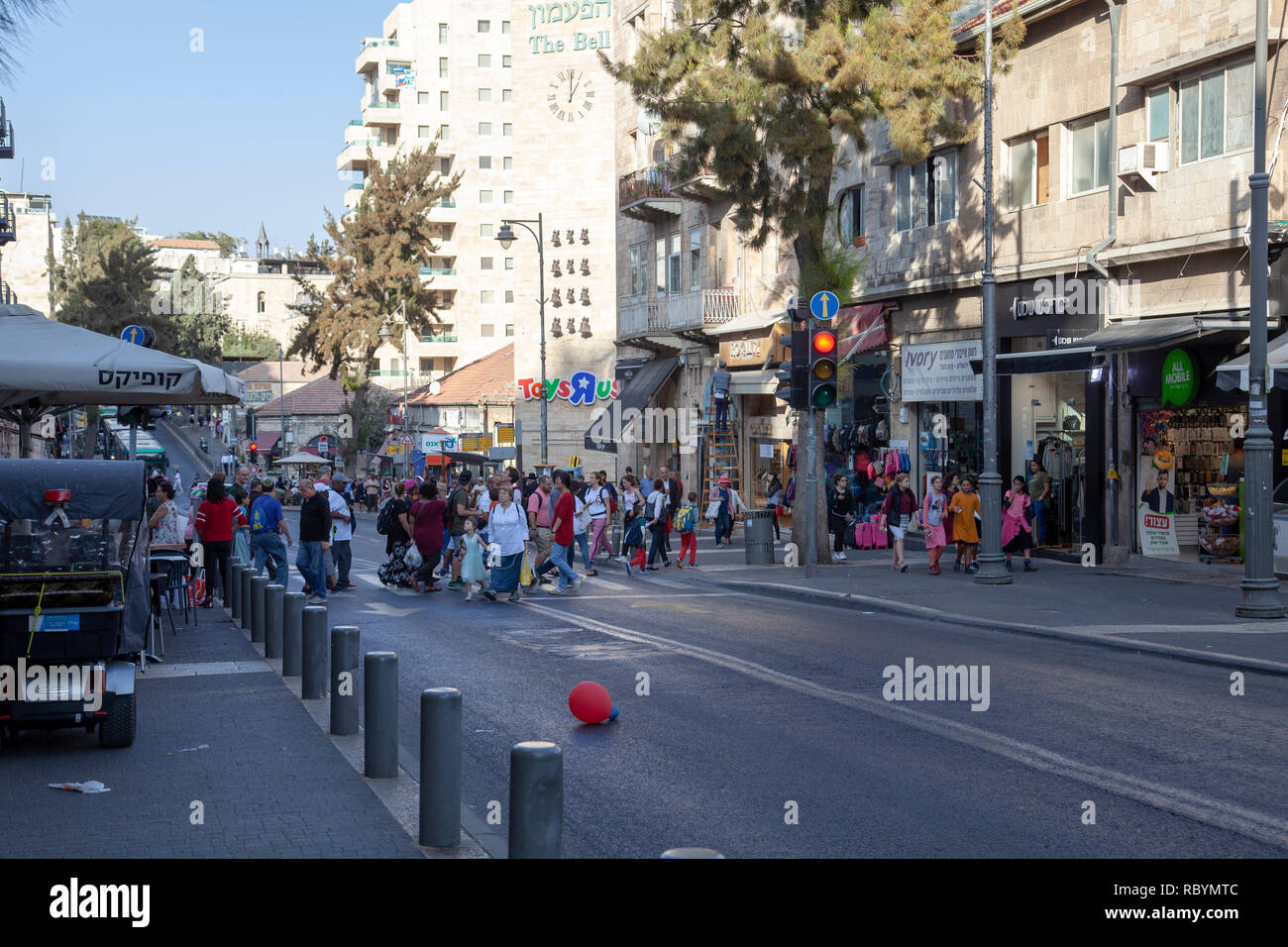 Shops and People on King George Street in Jerusalem - Israel Stock ...