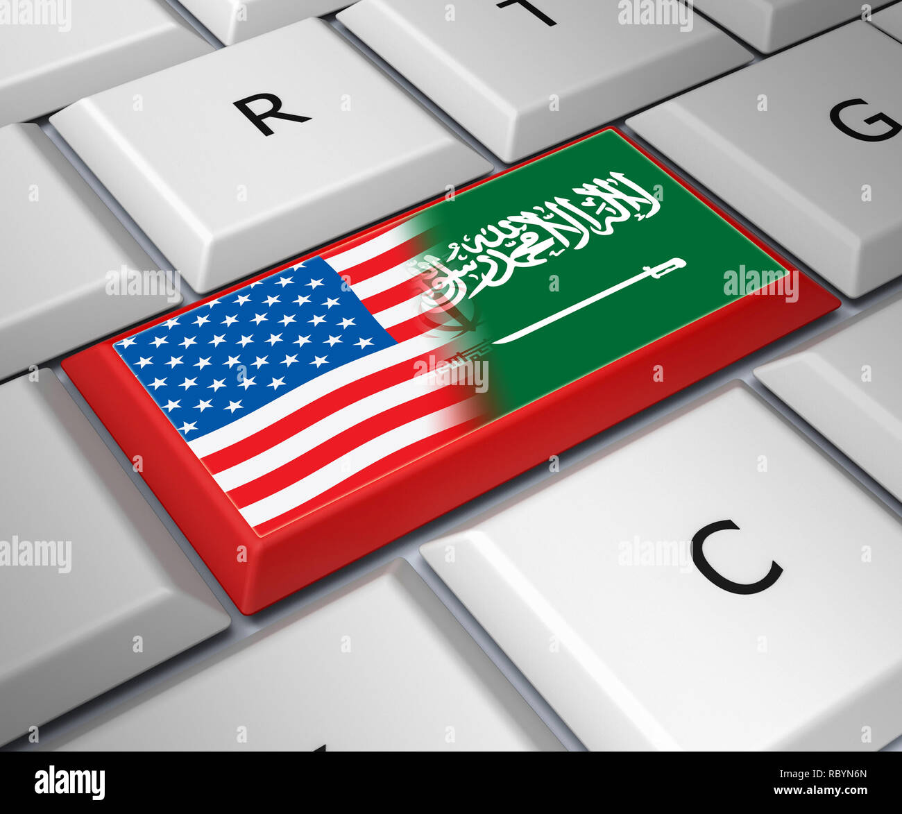 Us Saudi Arabia Flags And Relationship Or Peace. Political Unity ...