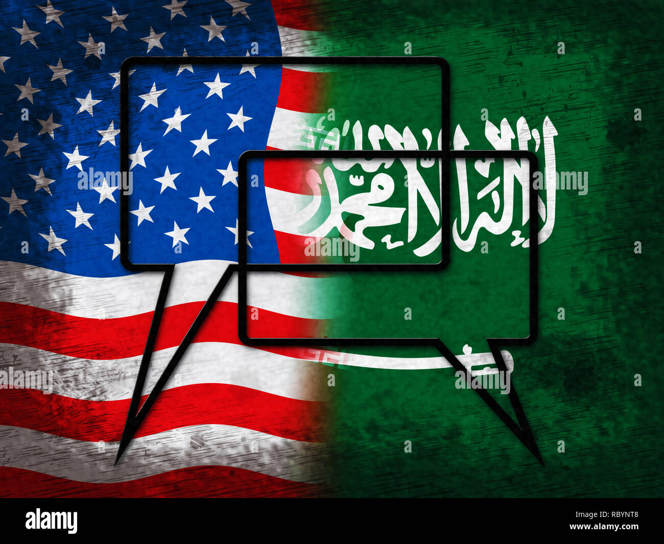 Us Saudi Arabia Flags And Relationship Or Policy. Political Unity ...