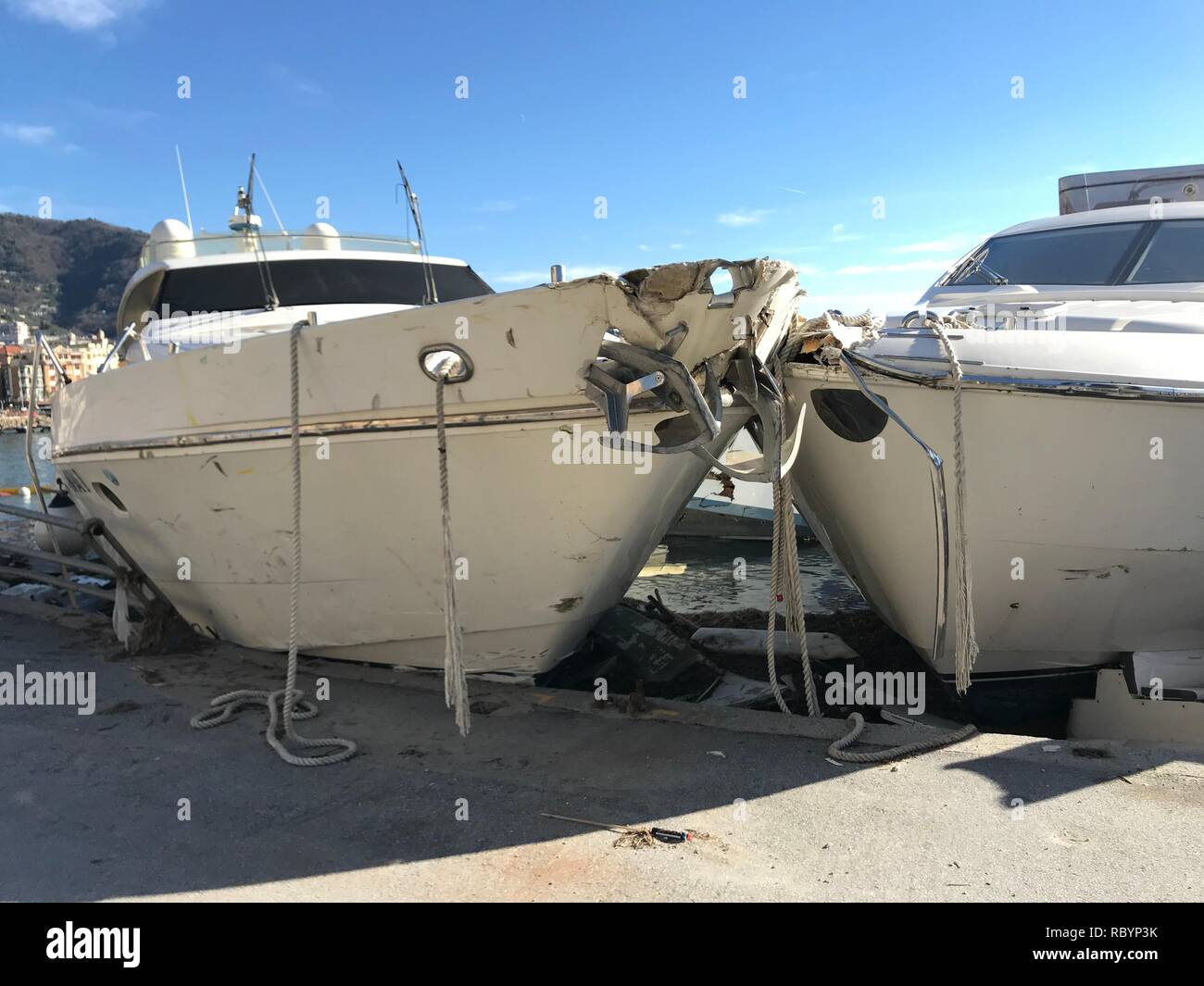 Storm damage destroyed sailboat in hi-res stock photography and images ...