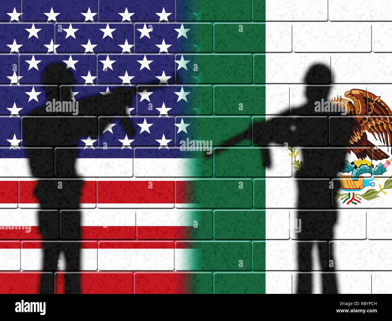 Us Mexico Border Wall To Stop Illegal Immigration. Refugee Migration ...