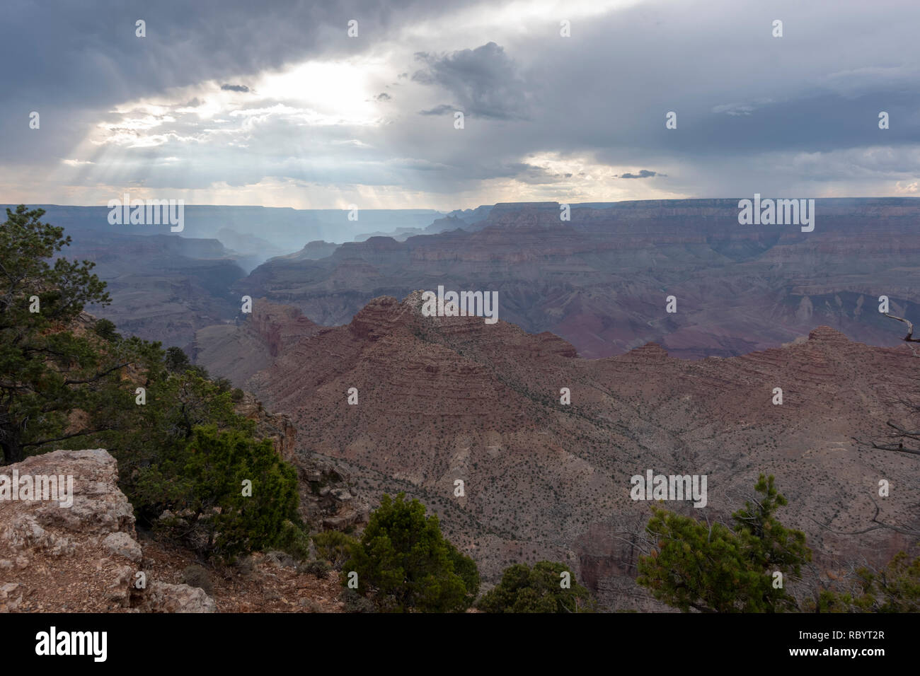 Dramatic view close to sunset over the Grand Canyon viewed from Desert ...