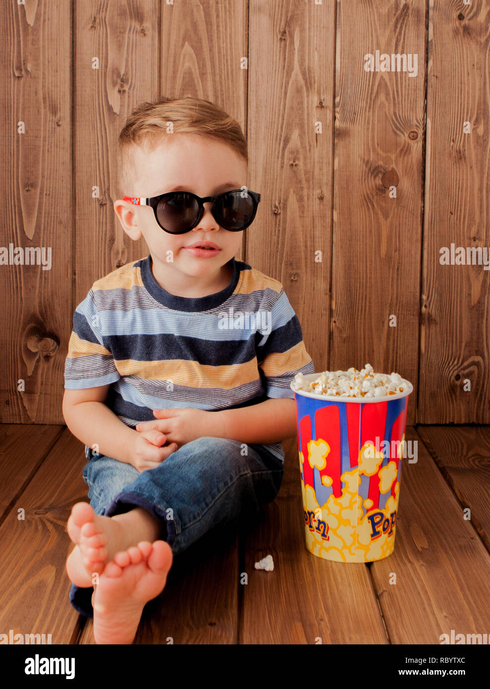 Little cute kid baby boy 2-3 years old , 3d imax cinema glasses holding ...