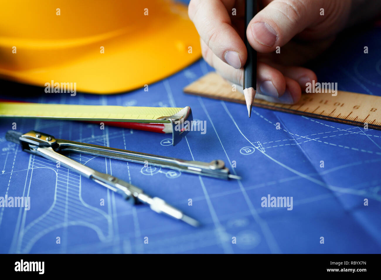 Protractor Compass Pencil Paper Ruler High Resolution Stock Photography ...