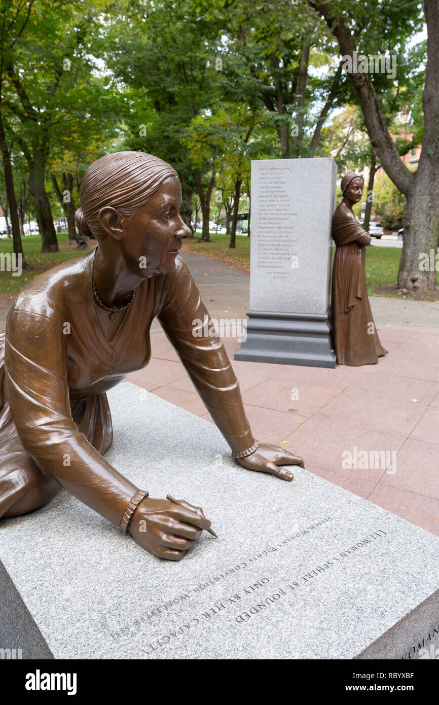 The Lucy Stone statue with Abigail Adams in the background in Meredith ...