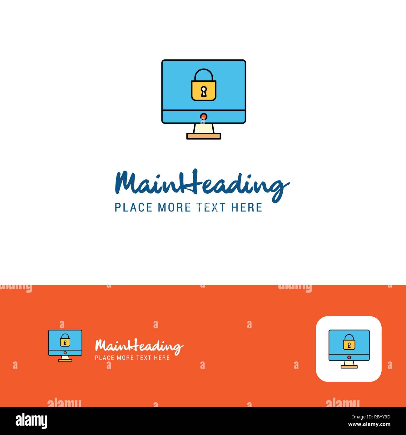 Creative Locked computer Logo Design. Flat color Logo place for Tagline ...