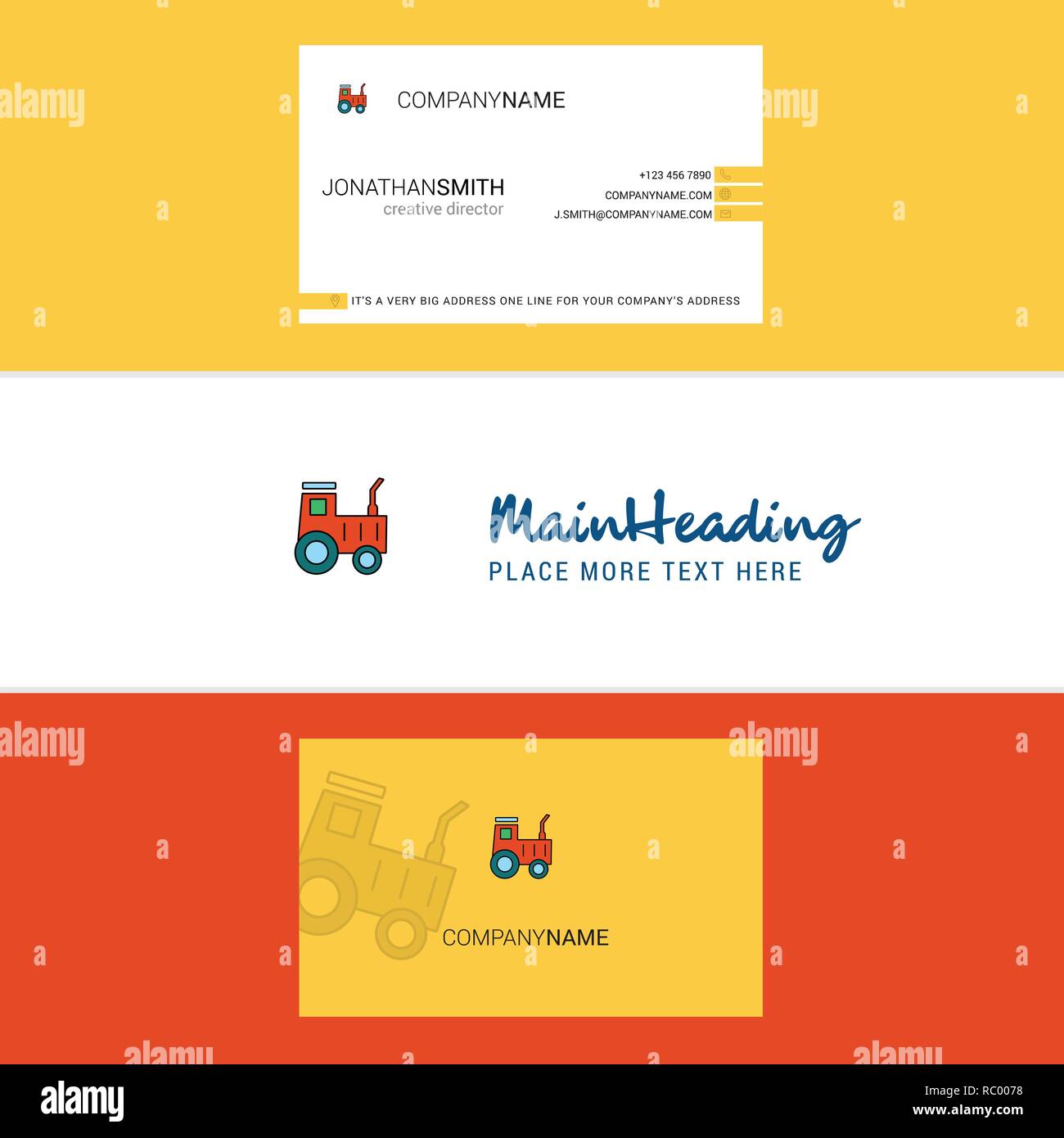 Beautiful Tractor Logo and business card. vertical Design Vector Stock ...