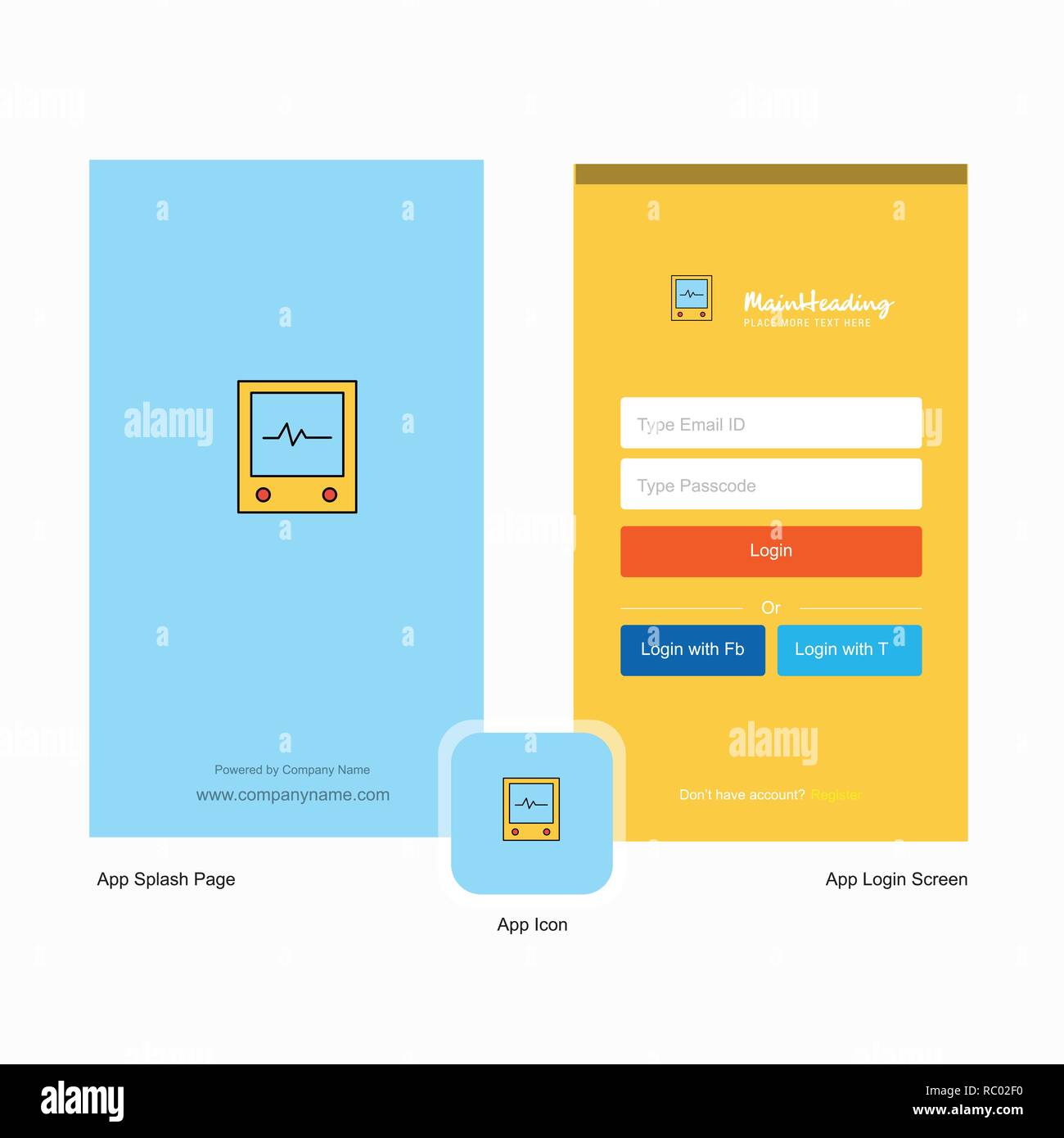 Company ECG Splash Screen and Login Page design with Logo template ...