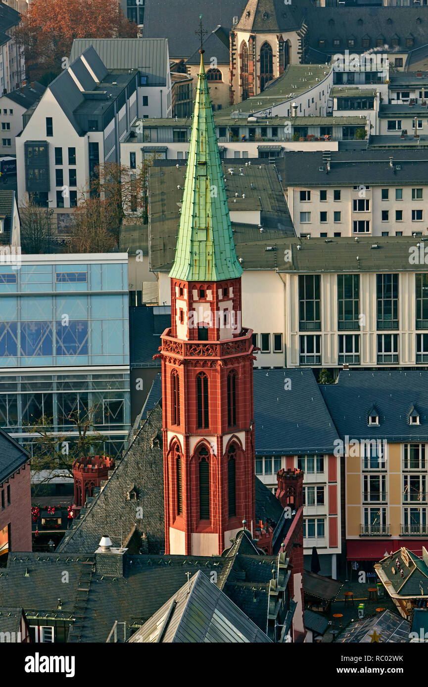Aerial view of the iconic spire of the 'St Nicholas church' in the ...