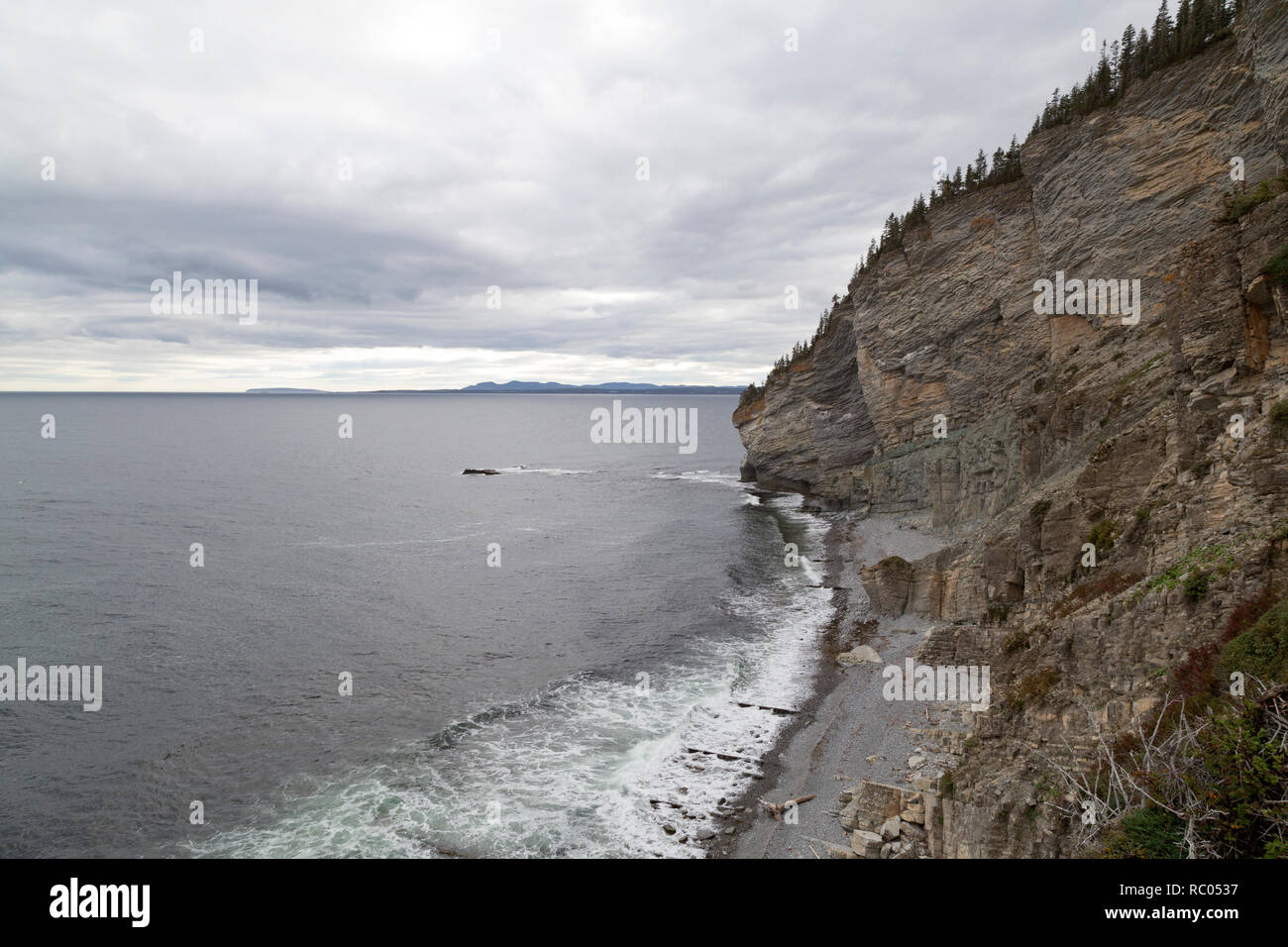 Cliffs at Cape Gaspé in Forillon National Park on the Gaspé Peninsula ...