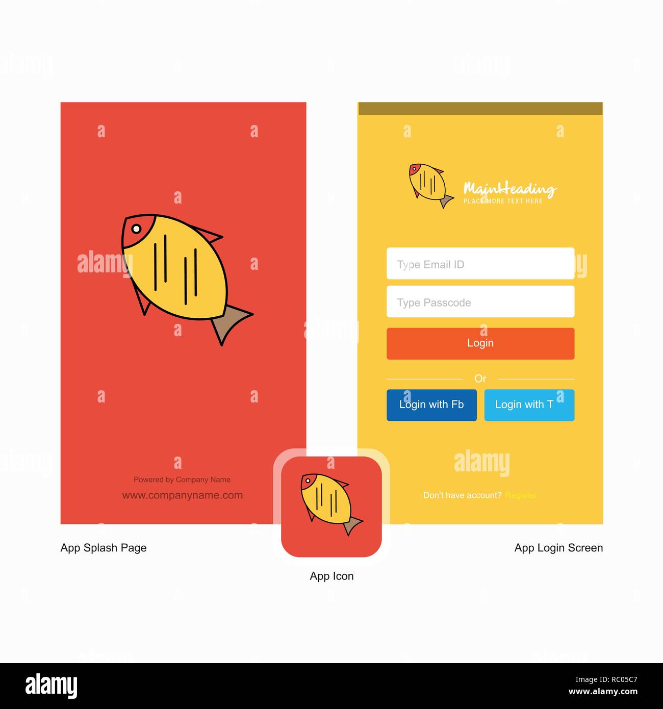 Company Fish Splash Screen and Login Page design with Logo template ...