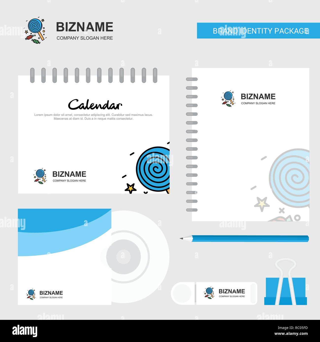Candy Logo, Calendar Template, CD Cover, Diary and USB Brand Stationary ...