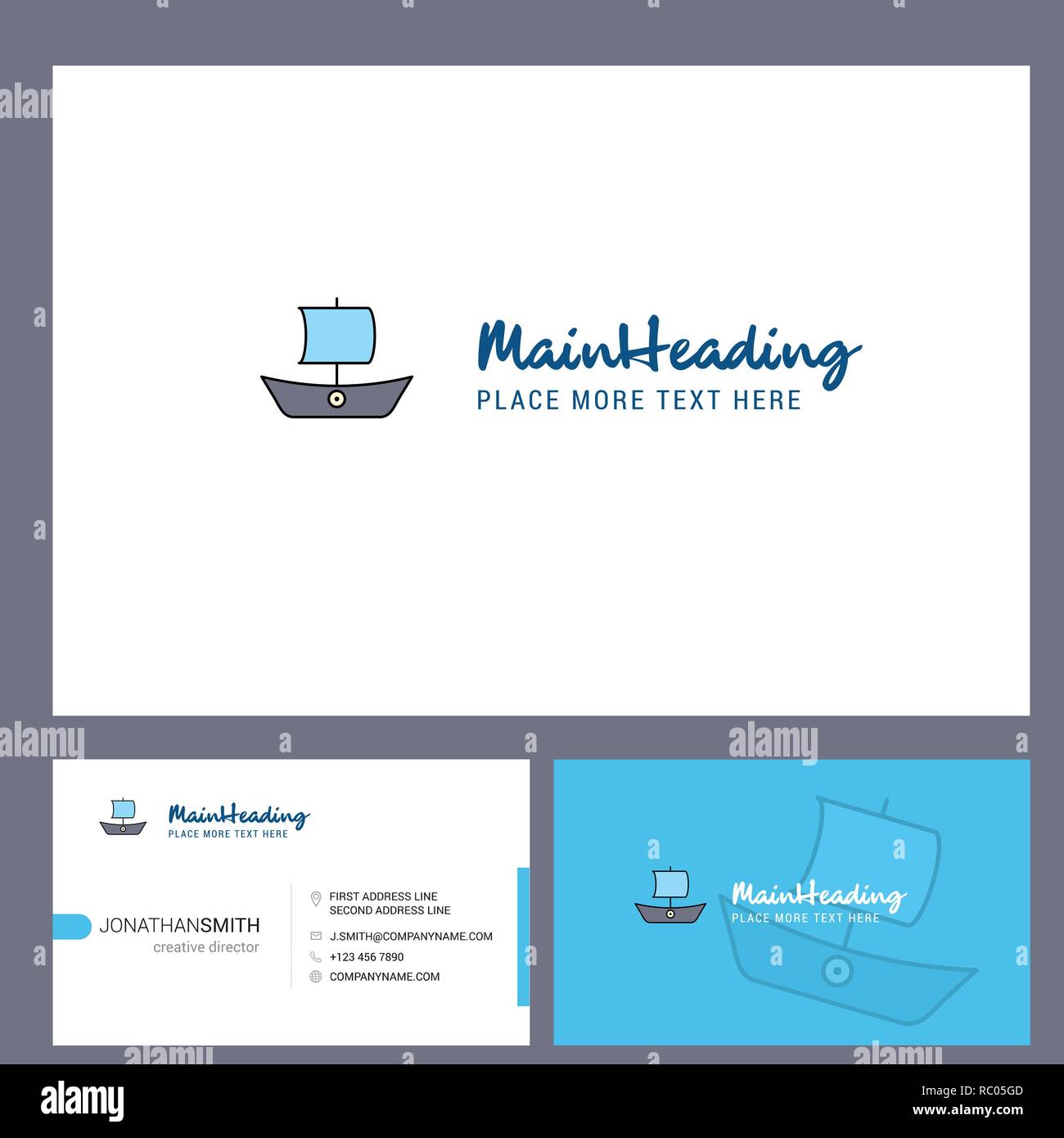 Boat Logo design with Tagline & Front and Back Busienss Card Template ...