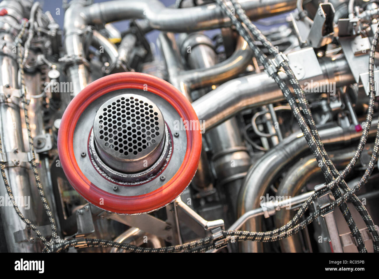 close-up of a heating vent attached to an aviation jet engine Stock ...