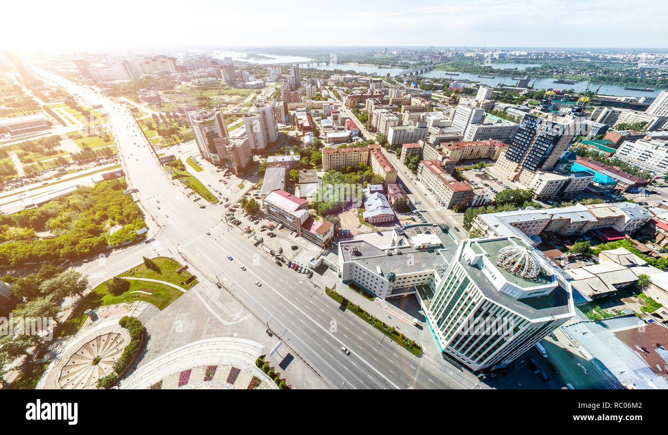 Aerial city view with roads, houses and buildings Stock Photo - Alamy